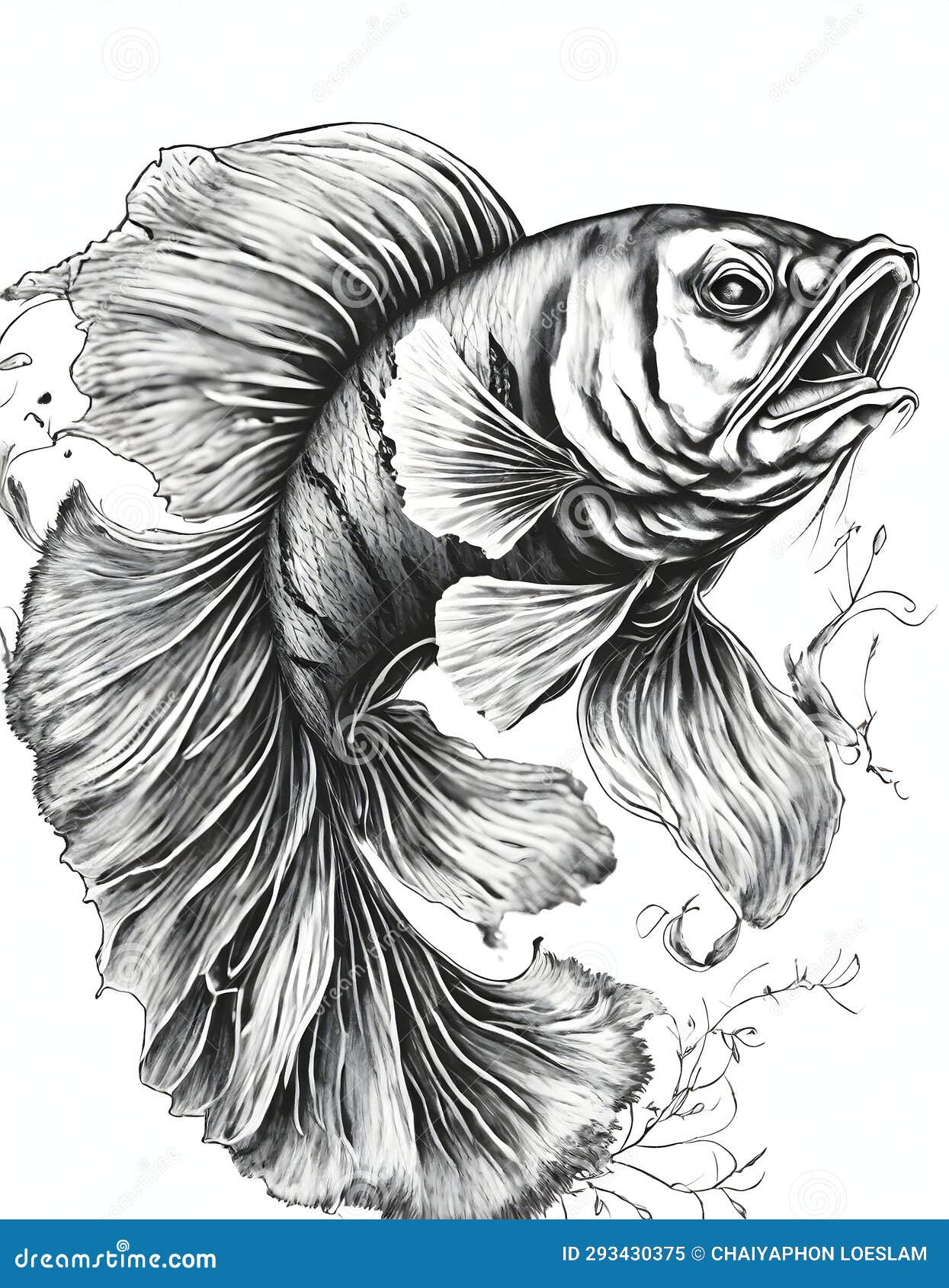 Thai Betta Fish, on a White Background Stock Illustration ...