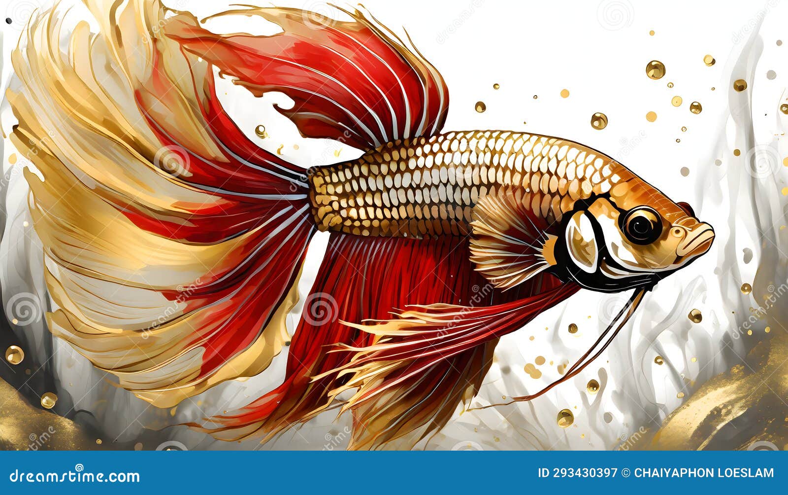 Thai Betta Fish, on a White Background Stock Illustration ...