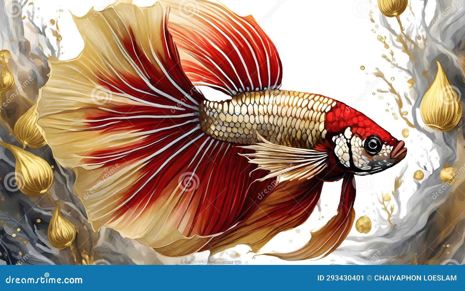Thai Betta Fish, on a White Background Stock Illustration ...