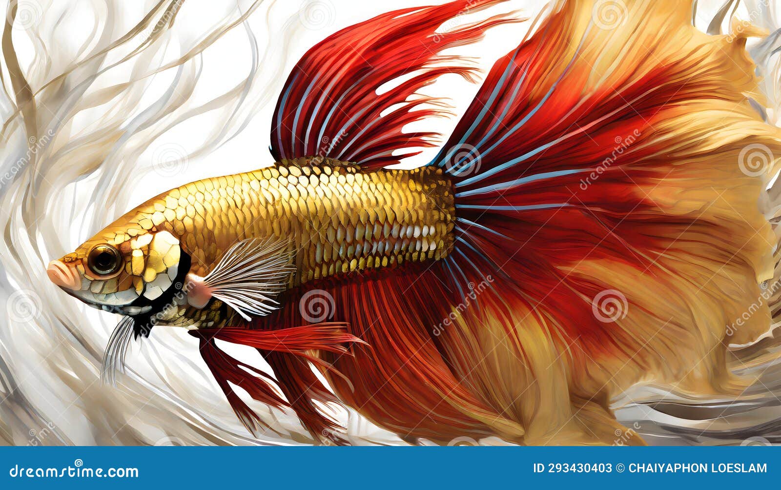 Thai Betta Fish, on a White Background Stock Illustration ...