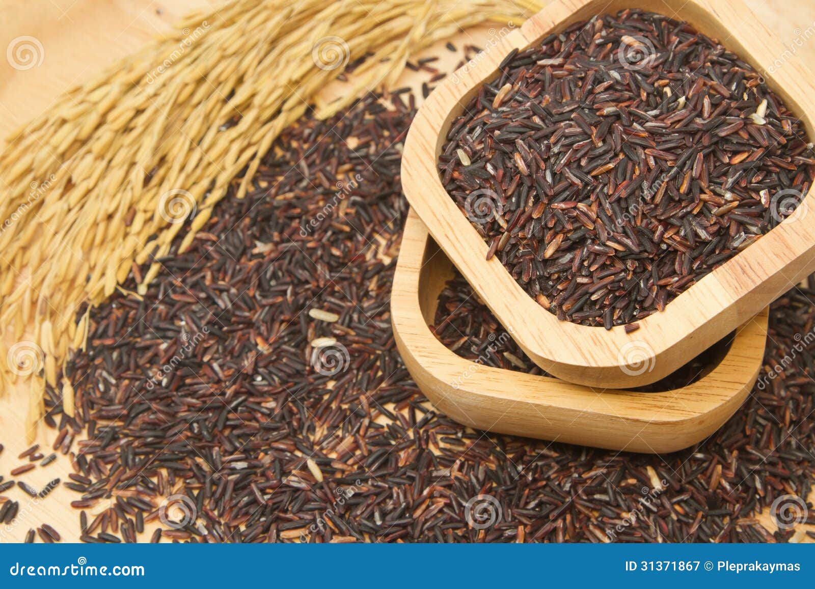 Thai Black Jasmine Rice (Rice Berry) Stock Image - Image of black ...