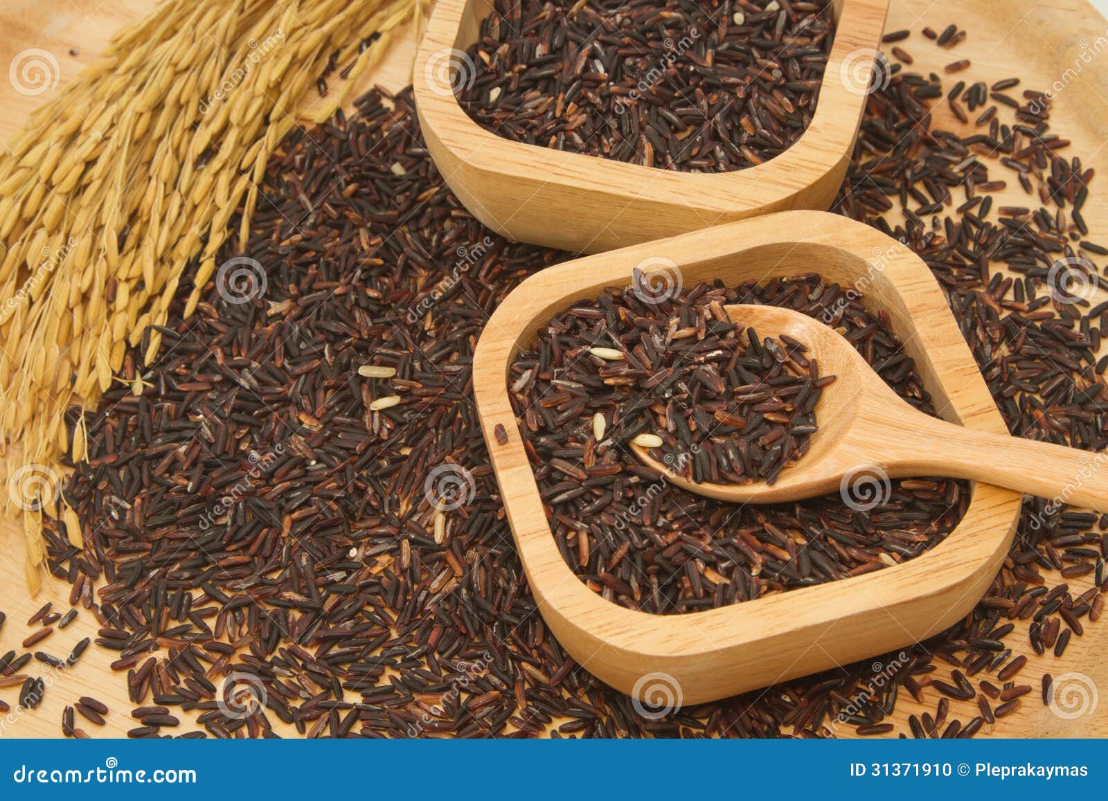 Thai Black Jasmine Rice (Rice Berry) Stock Photo - Image of fiber ...