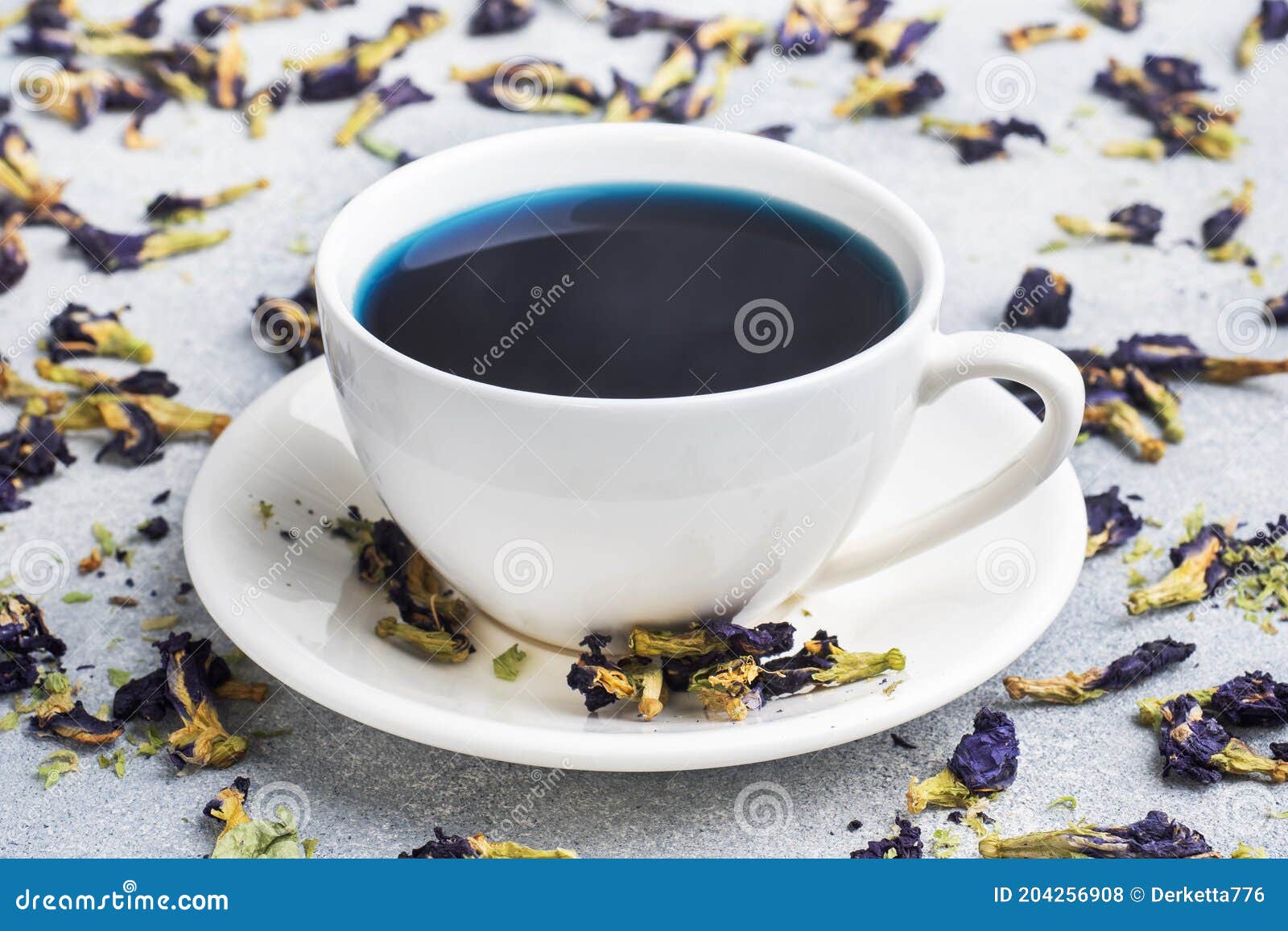 Thai Blue Tea Anchan of Buds Klitoria Ternate in a White Cup Stock ...