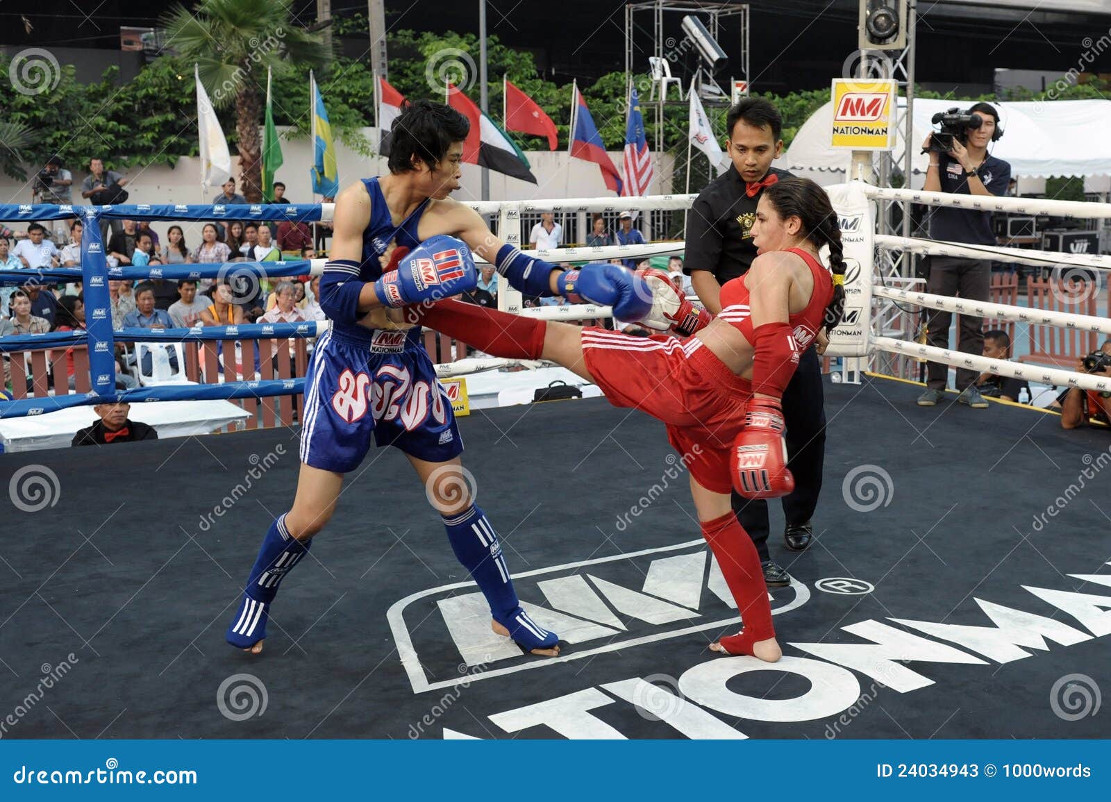 Thai Boxing Match editorial stock photo. Image of exercise - 24034943