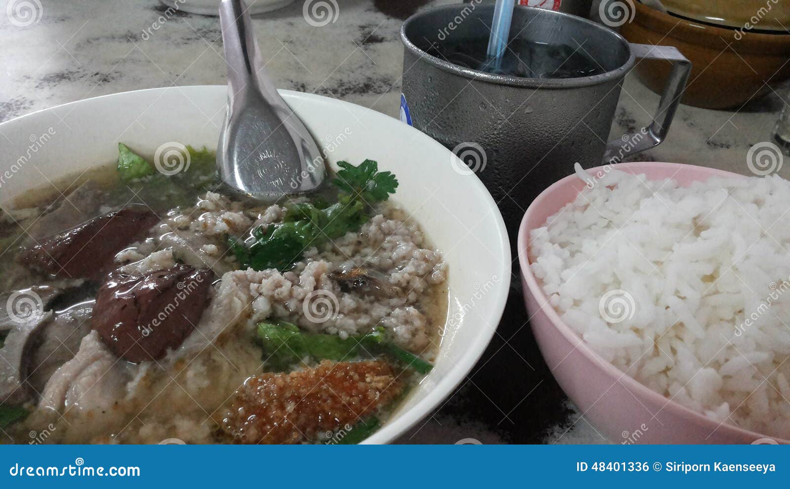 Thai Breakfast. Thai Soup with Rice. Stock Photo - Image of breakfast ...