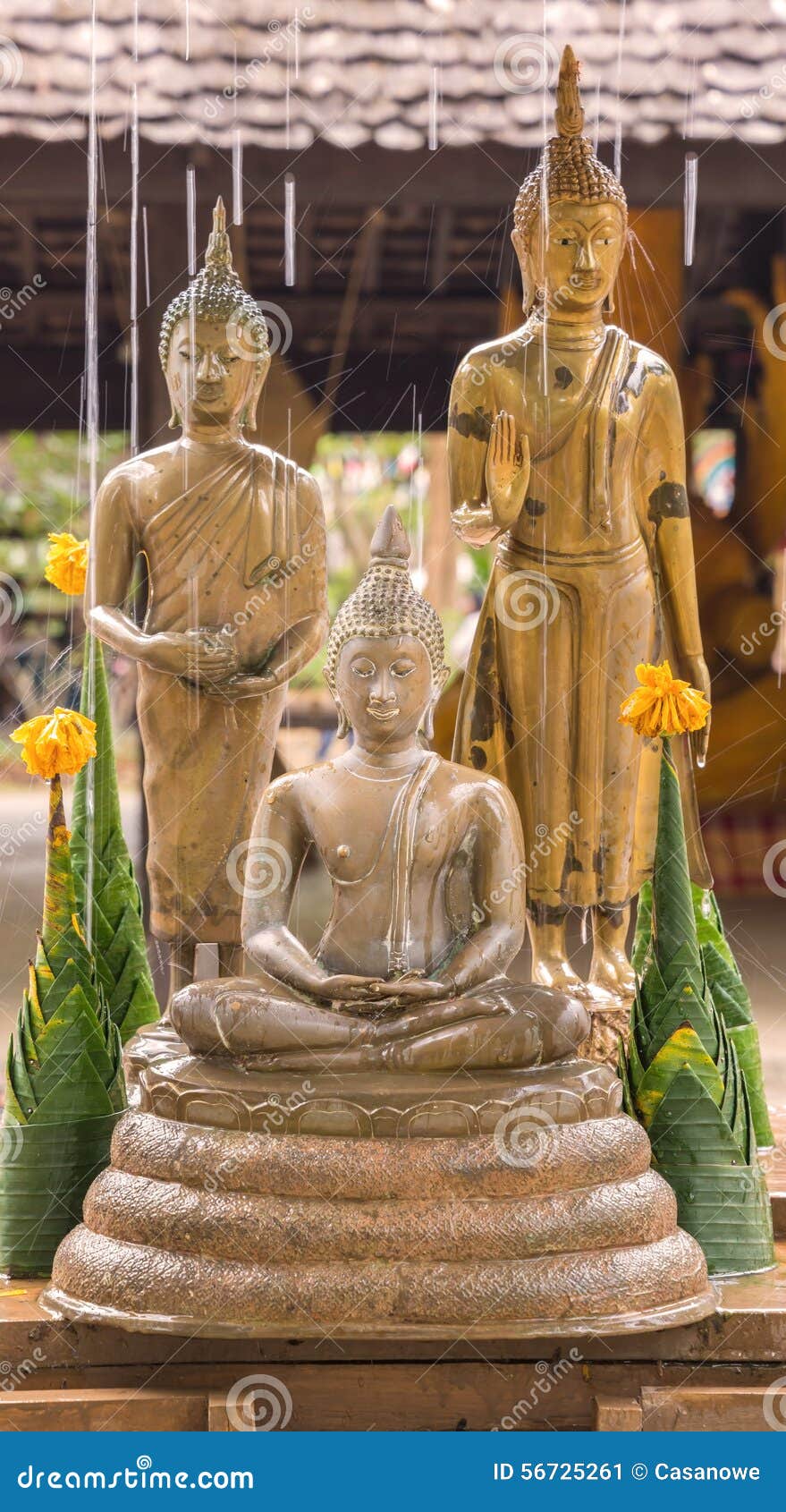Thai Buddha Statue with Waterfall Stock Image - Image of historic ...