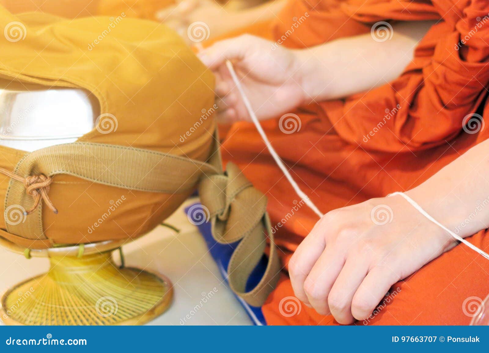Thai Buddhist Monks Paying Respect. Stock Image - Image of religious ...