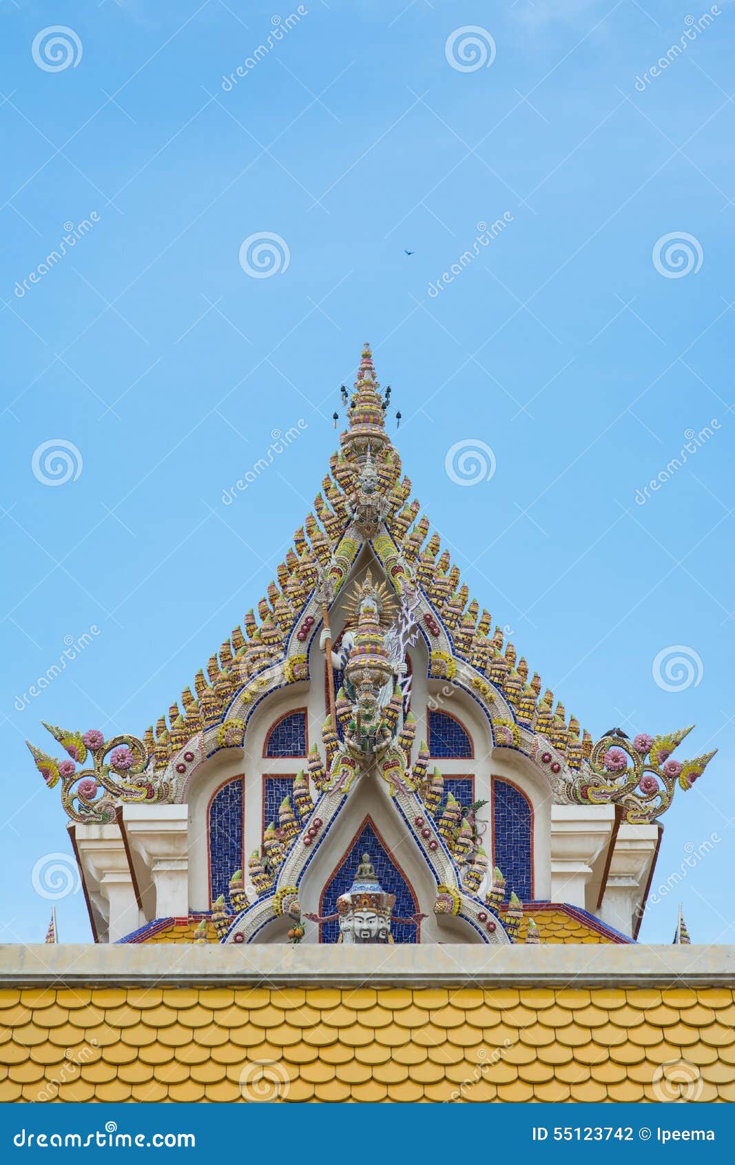 Thai Buddist Temple Gable Roof Style Stock Photo - Image of exterior ...