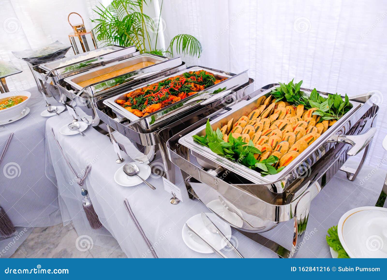 Thai Buffet Breakfast at Beautifully Organized Wedding Stock Photo ...