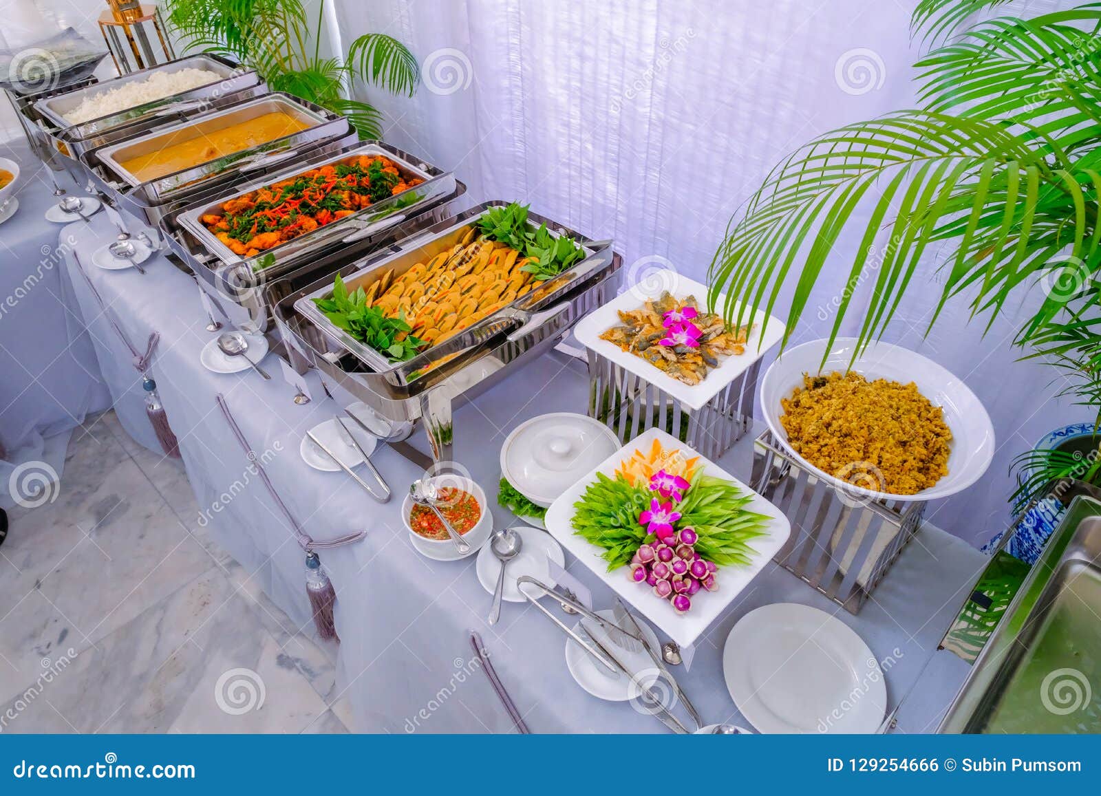 Thai Buffet Dinner at the Beautifully Arranged Stock Photo - Image of ...