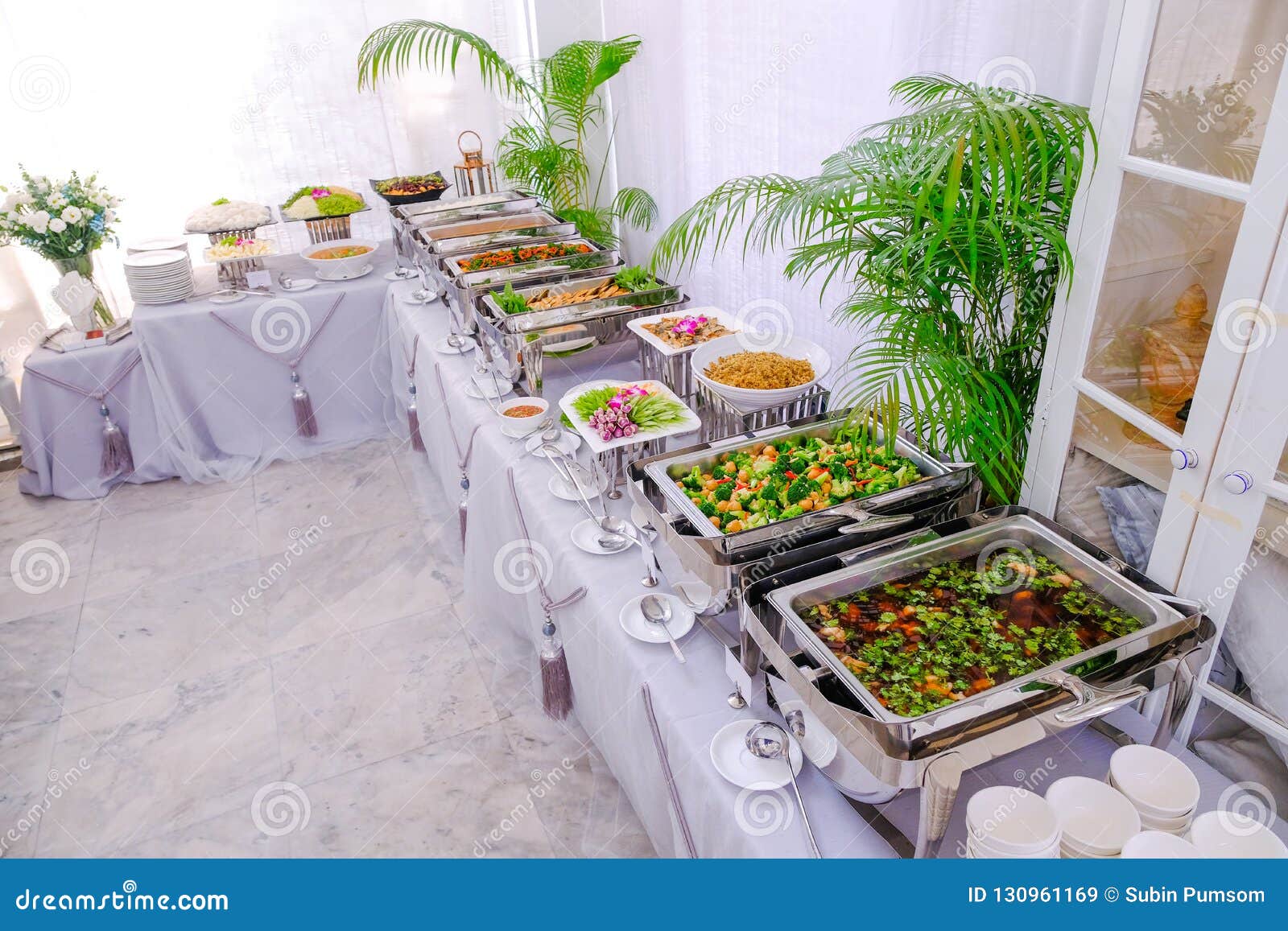 Thai Buffet With Pork, Shrimp And Other Meats Grilled Fried Cooked On ...