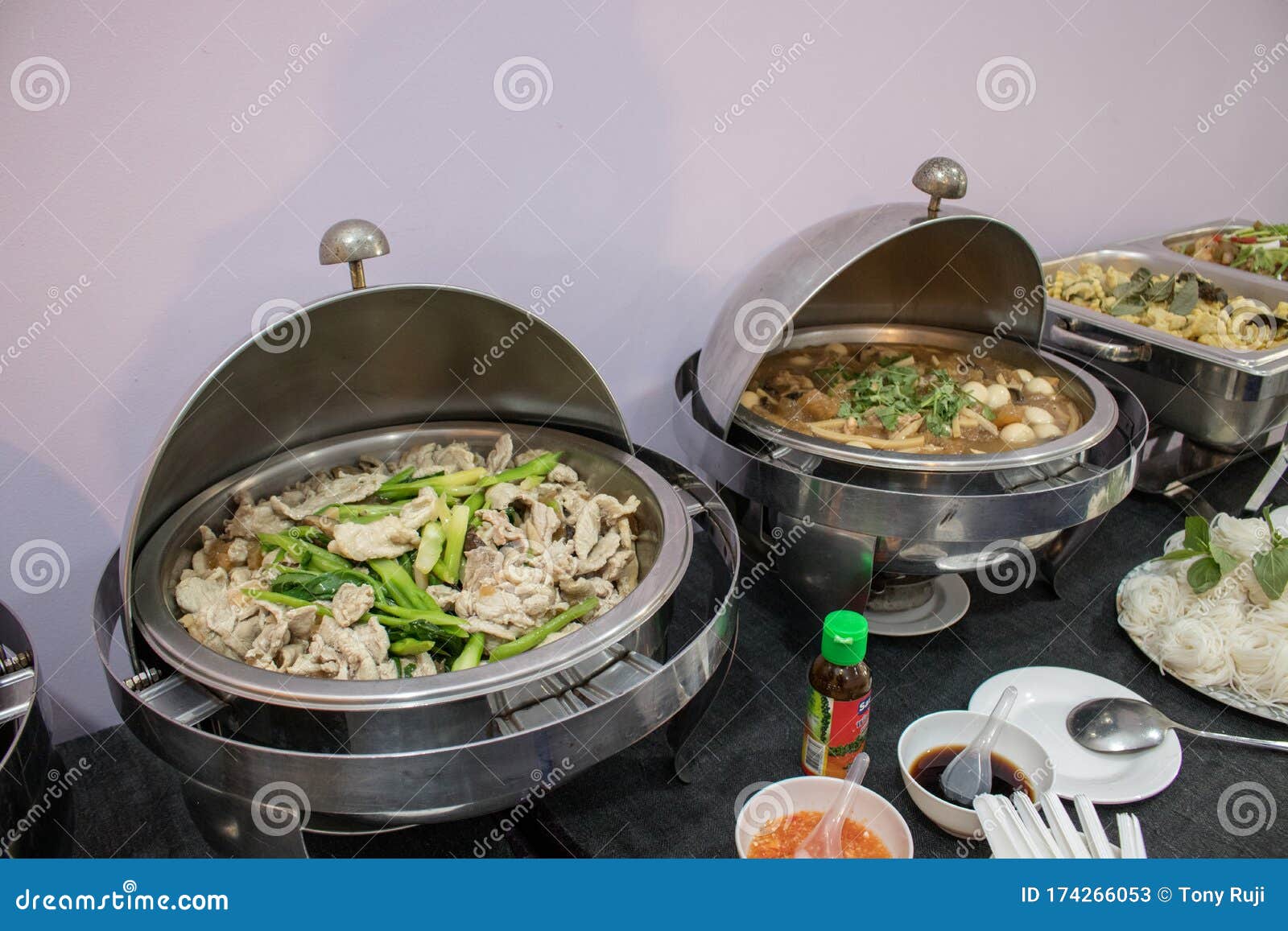 Thai buffet in the hotel stock image. Image of line - 174266053