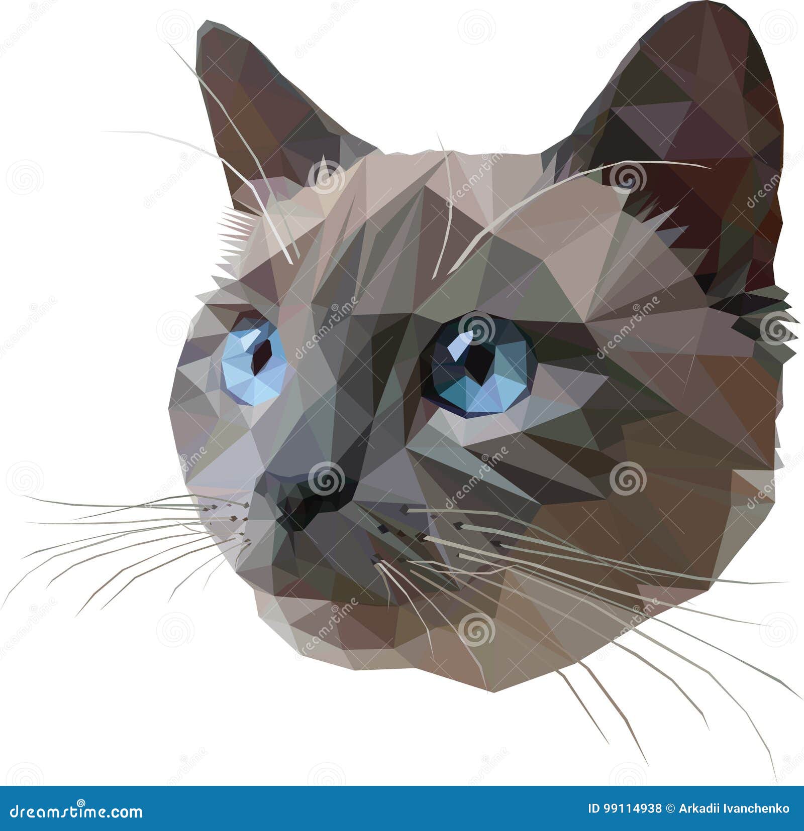 Thai Cat Blue Pointed Patterns, Triangle Style Royalty-Free Cartoon ...