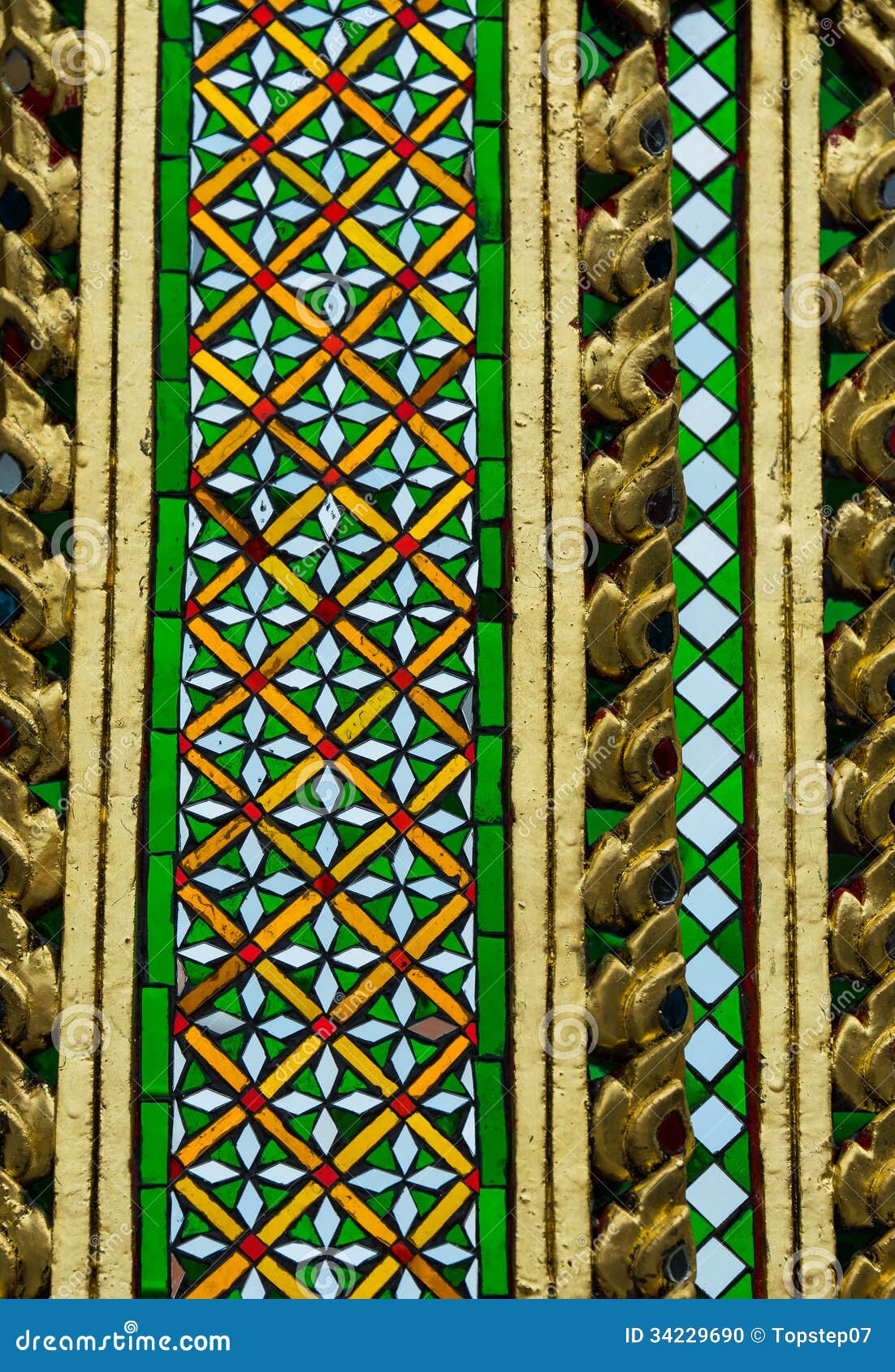 Thai Ceramic and Mosaic Pattern of Temple Decoration Stock Photo ...