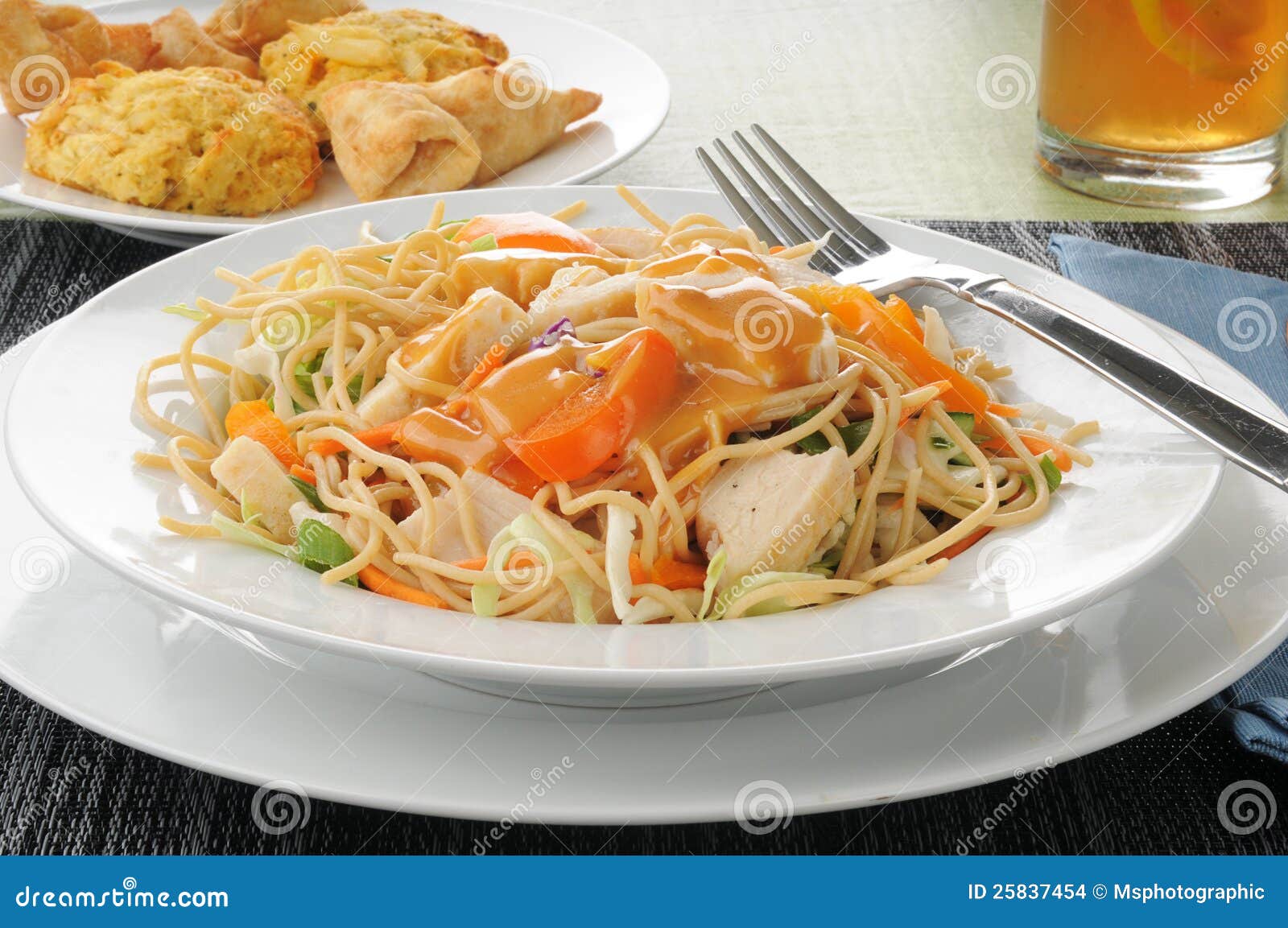Thai Chicken Salad with Crab Rangoon Stock Photo - Image of iced ...