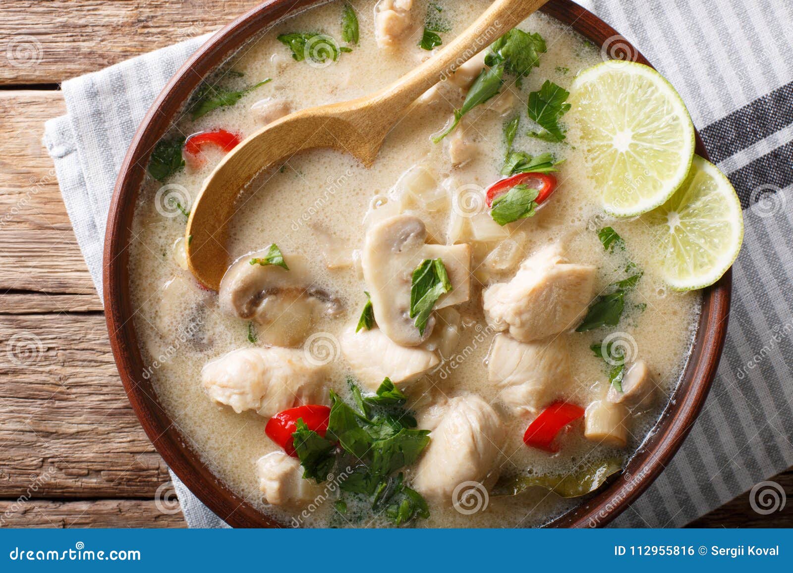Thai Chicken Soup Tom Kha Gai with Coconut Milk Close-up in a Bo Stock ... Thai Chicken Soup Tom Kha Gai with Coconut Milk Close-up in a Bo Stock ...