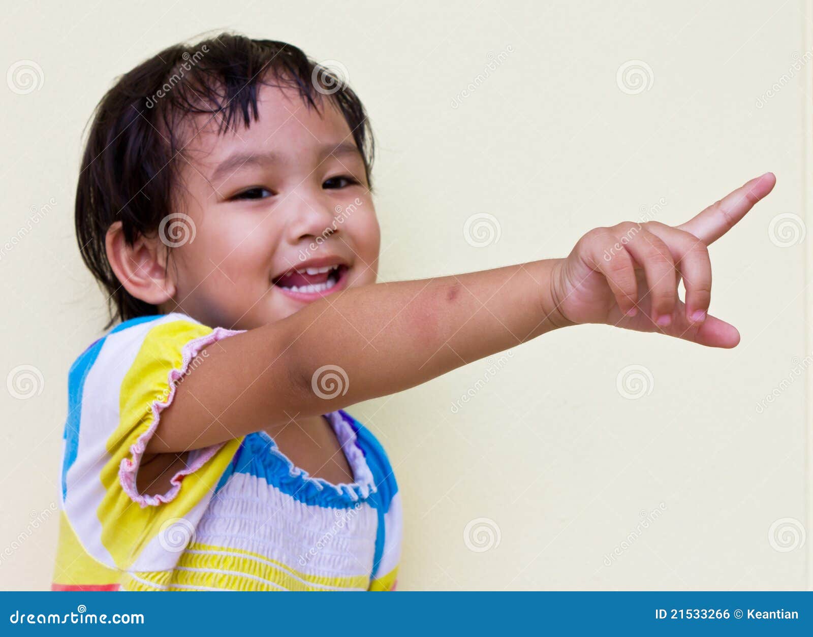 Thai child pointing. stock photo. Image of face, messy - 21533266