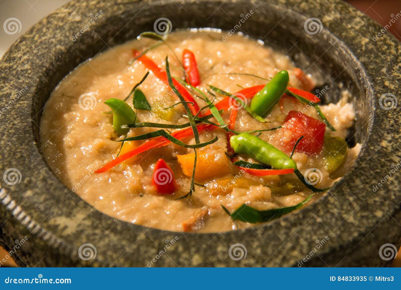 Thai Chilli Paste in Mortar Stone Stock Image - Image of spicy, healthy ...