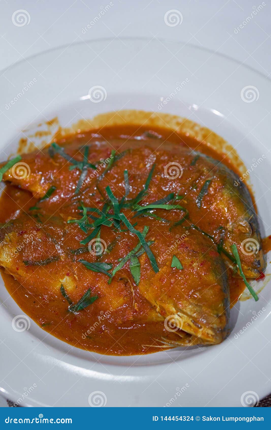 Thai Choo Chee with Mackerel in Dried Red Curry Stock Photo - Image of ...