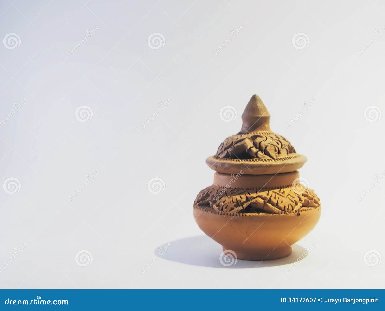 Thai clay pot stock image. Image of shadow, clay, isolate - 84172607
