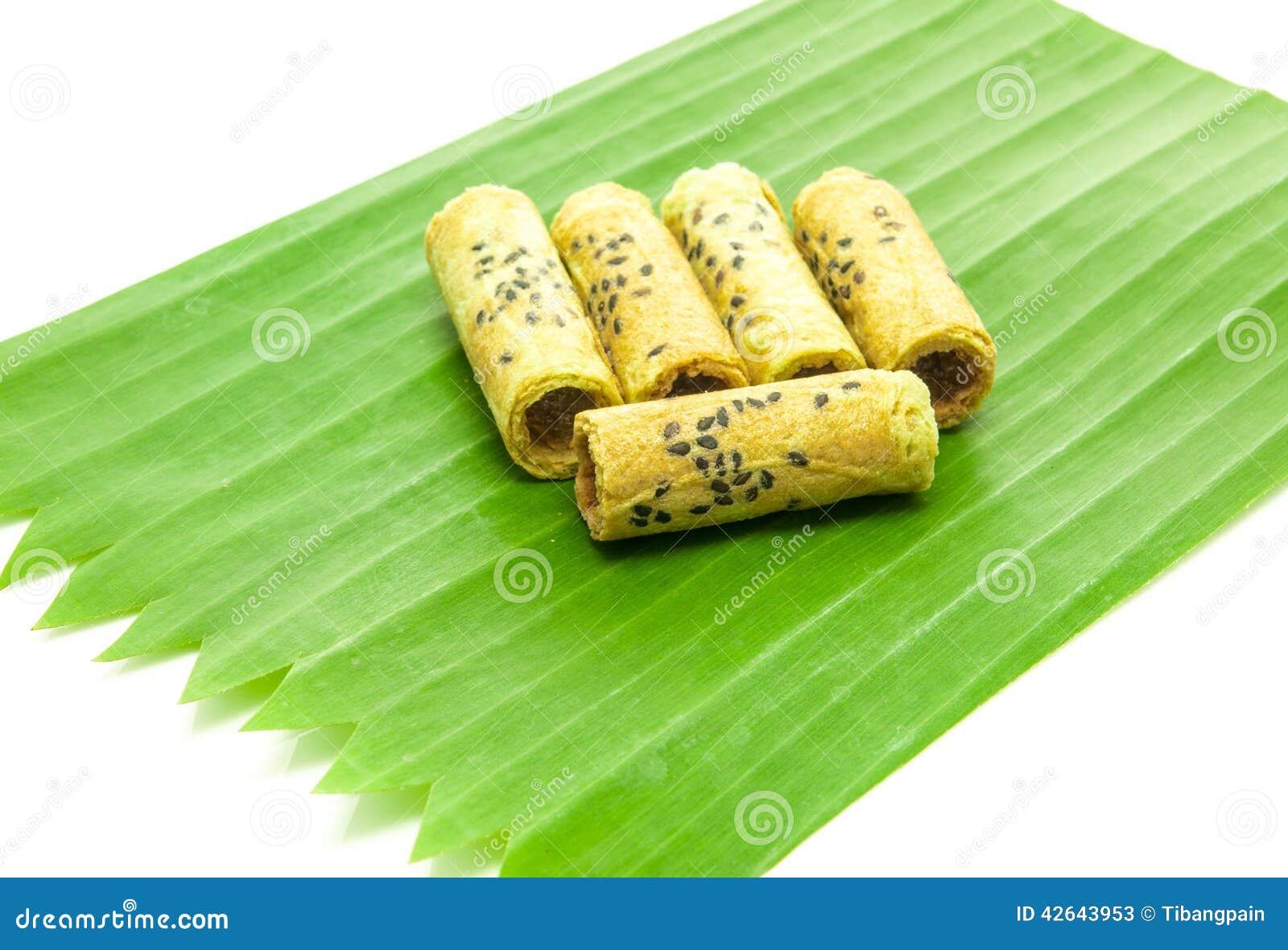 Thai Coconut Cracker Roll Banana Leaf Stock Photos - Free & Royalty ...