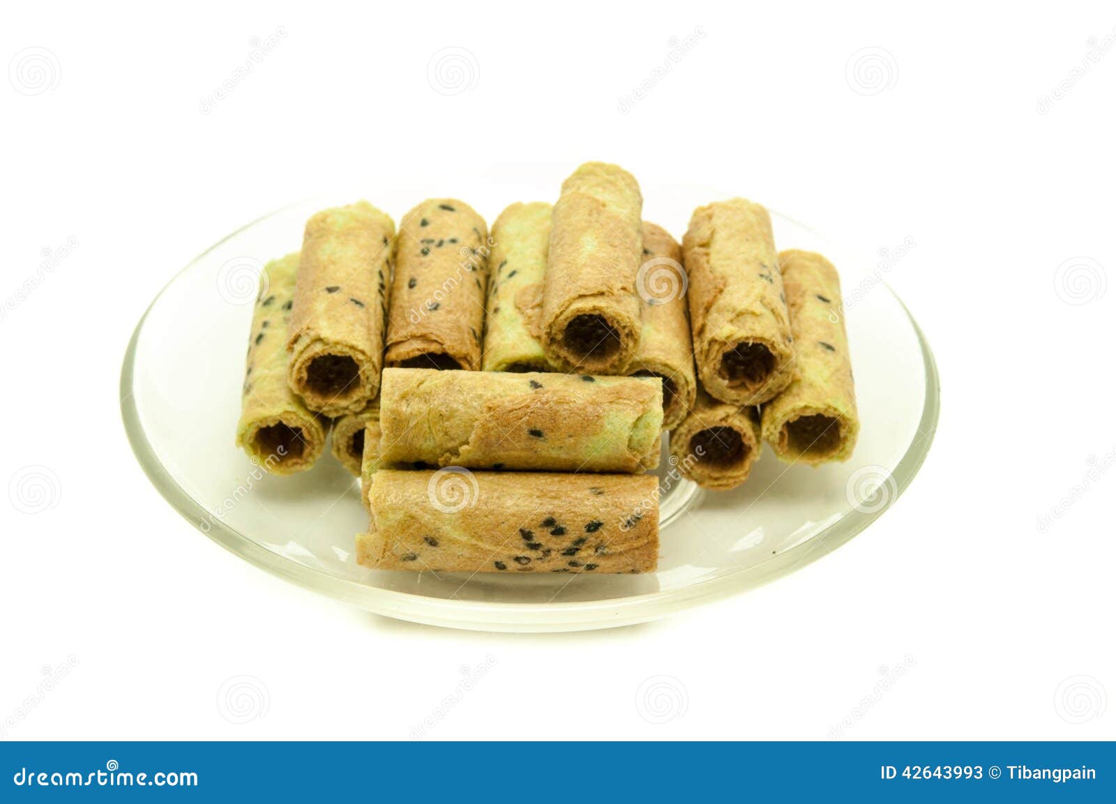 Thai Coconut Cracker Roll on Dished. Stock Image - Image of thai ...