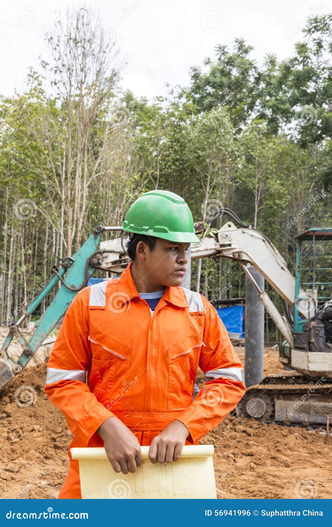 Thai Construction Site Worker Stock Photo - Image of digger, ground ...