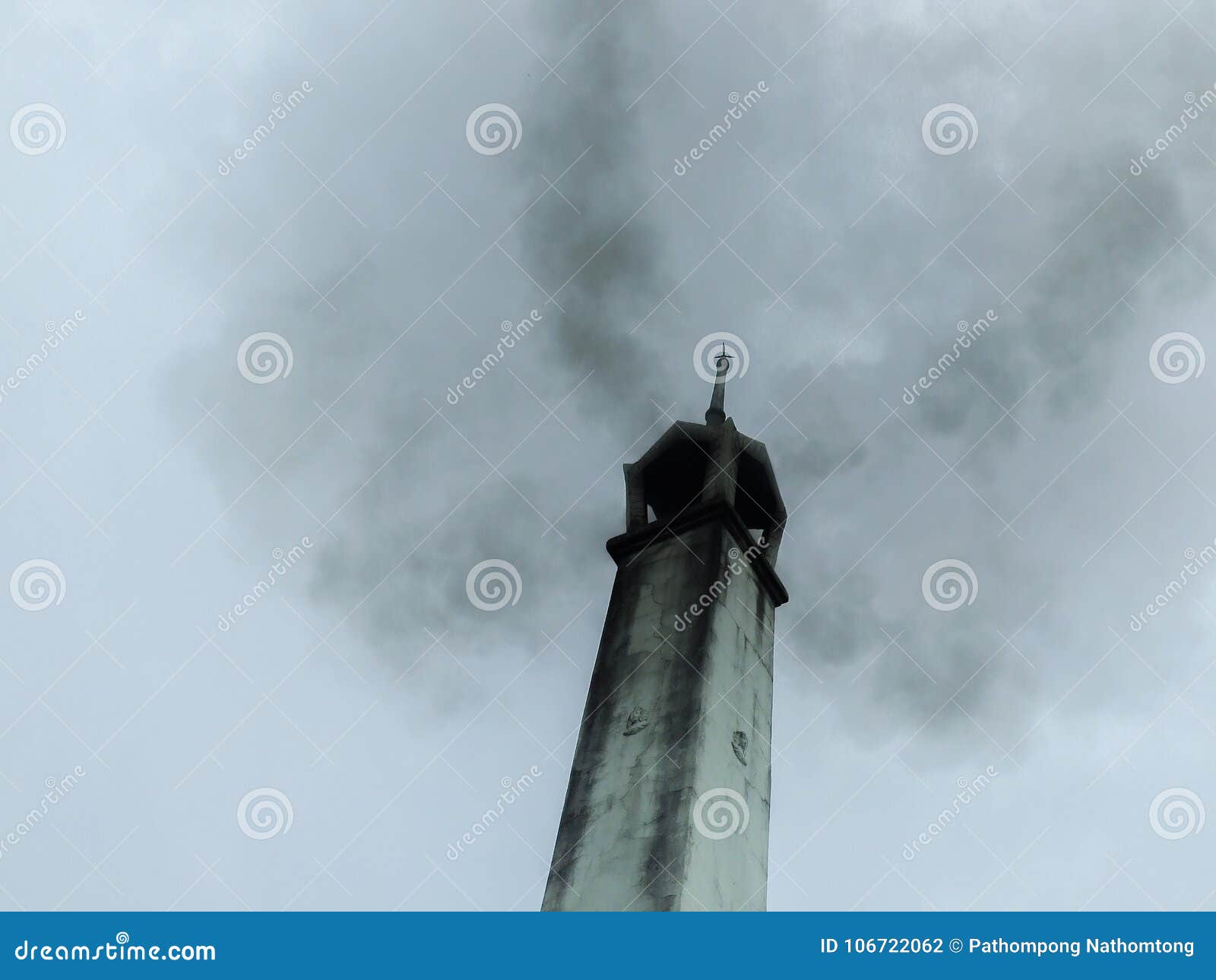 Thai crematory with smoke stock photo. Image of construction - 106722062