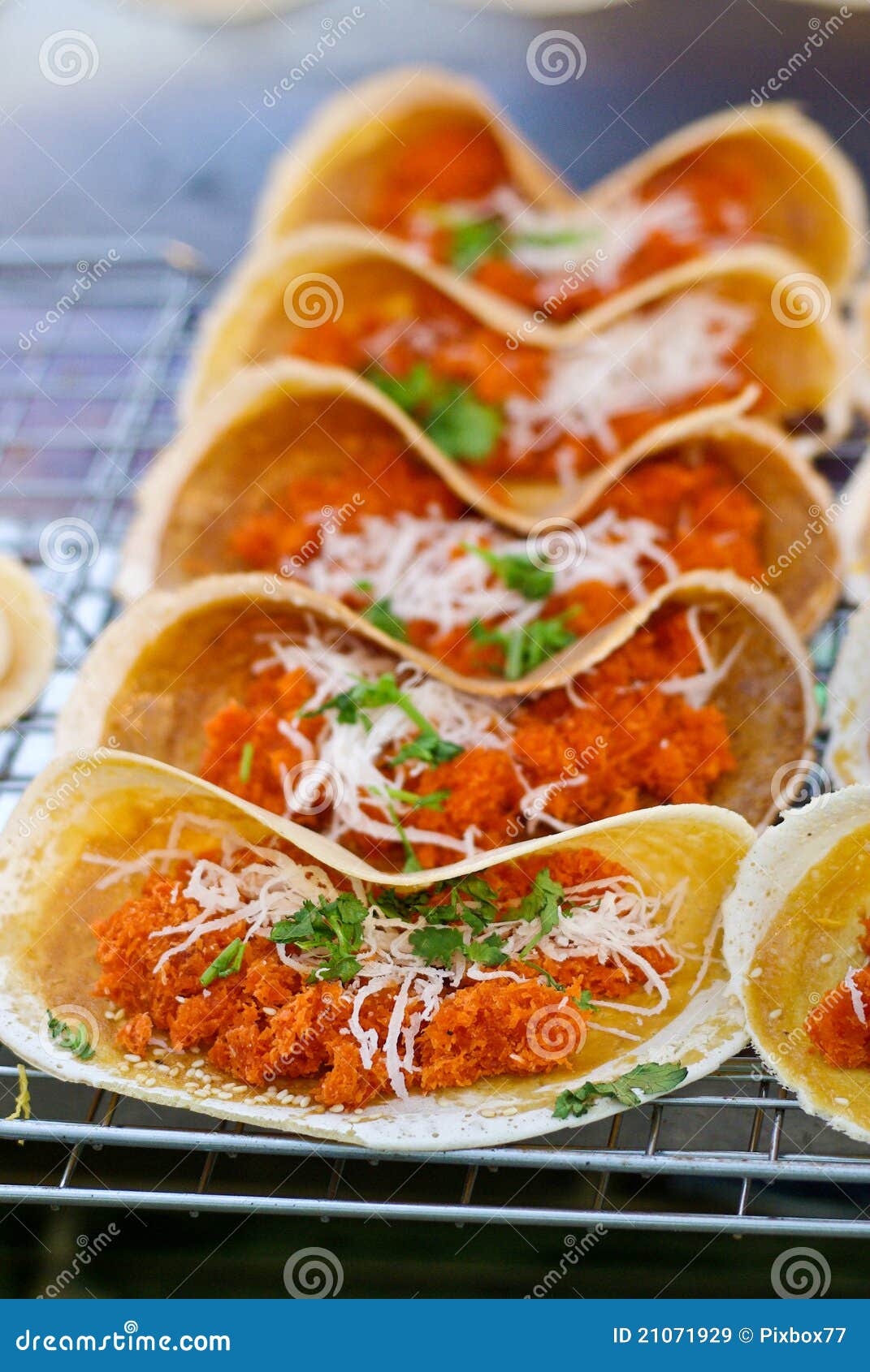 Thai Crispy Crepes on Steel Net Stock Image - Image of crispy, orange ...