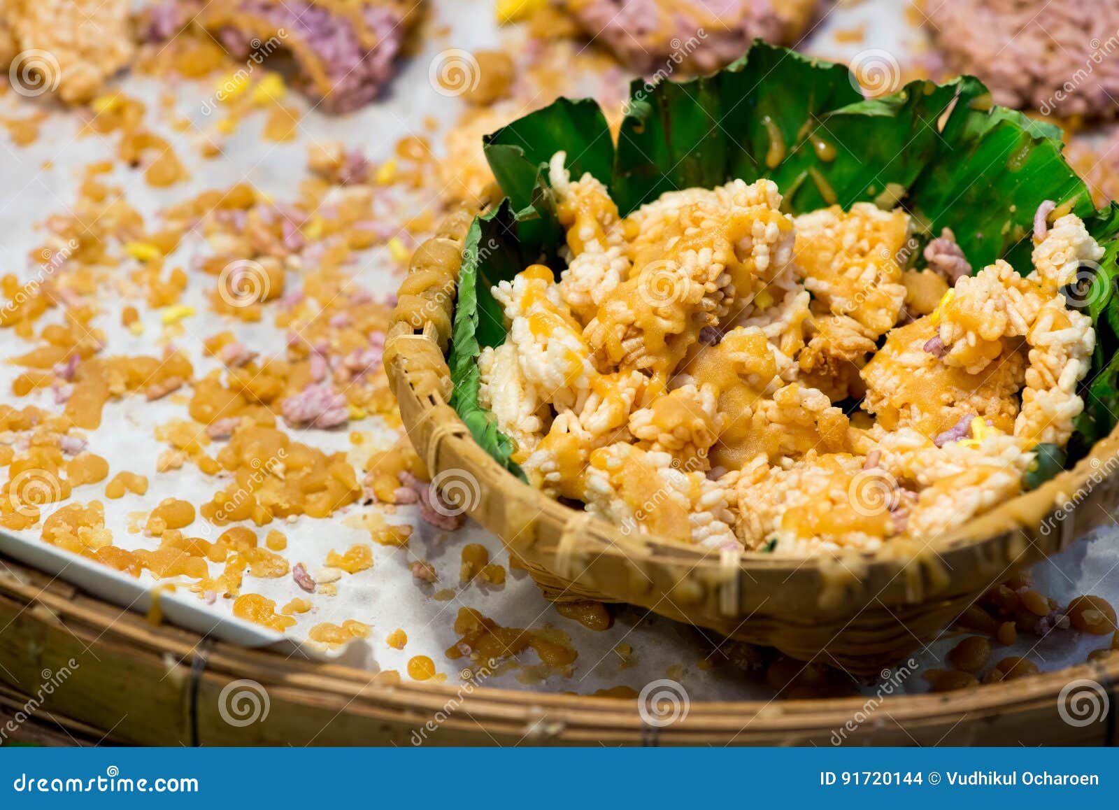 Thai Crispy Rice Cracker with Cane Sugar Stock Photo - Image of thai ...