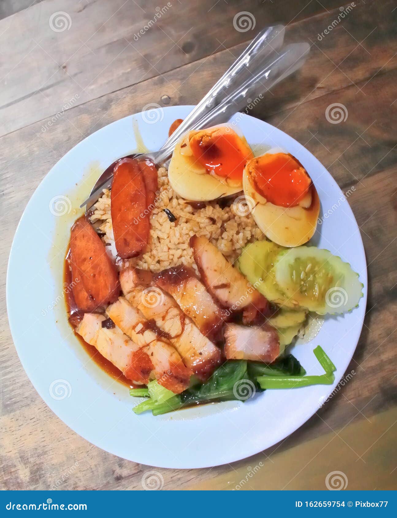 Crispy Roasted Pork with Rice Stock Photo - Image of dish, lunch: 162659754