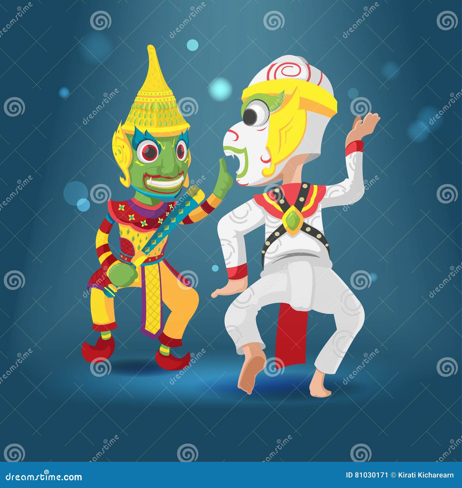 Thai Culture Acting Khon Character Vector Stock Vector - Illustration ...