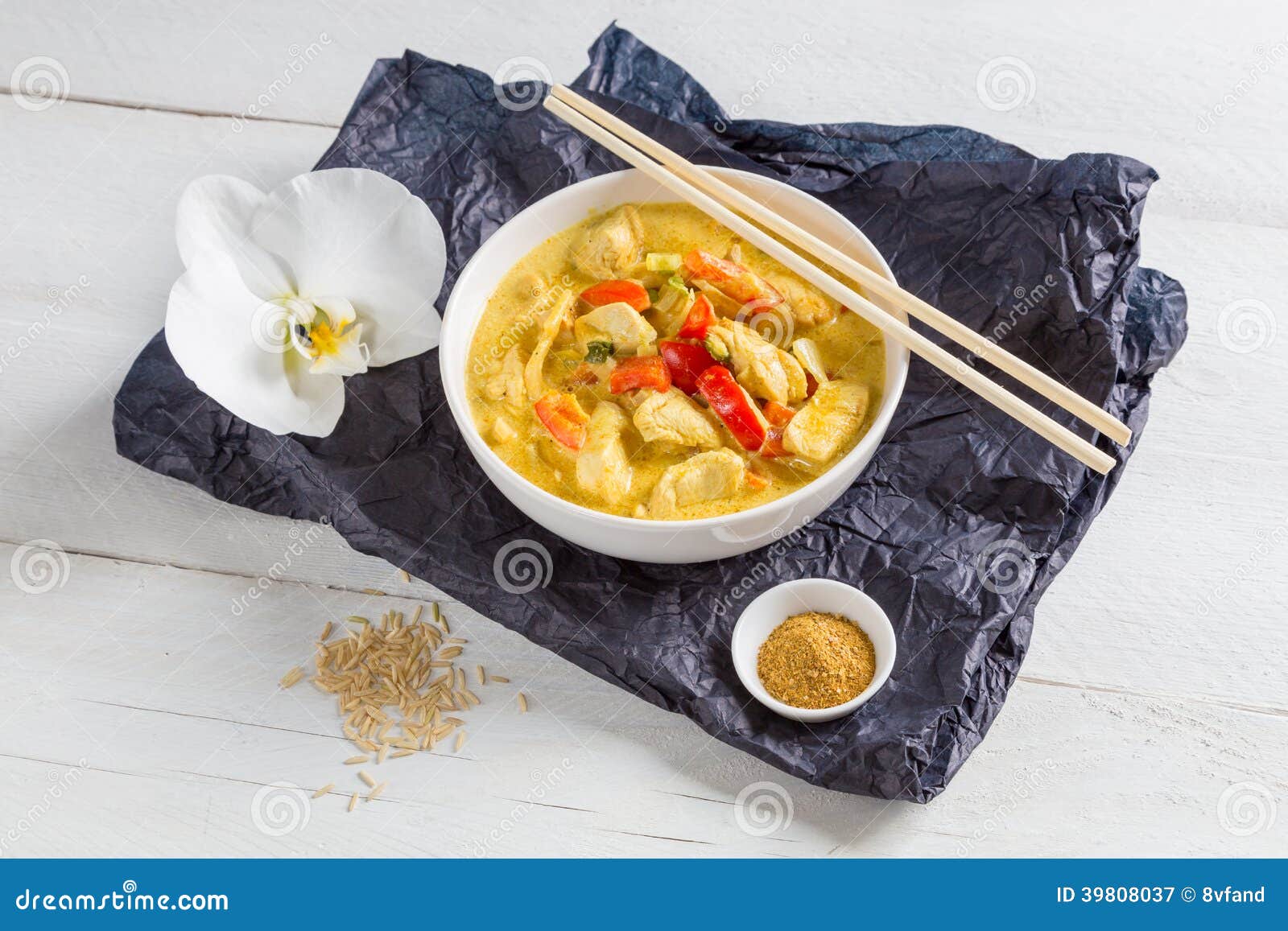 Thai Curry in a Bowl on Wood Stock Image - Image of coconut, green ...