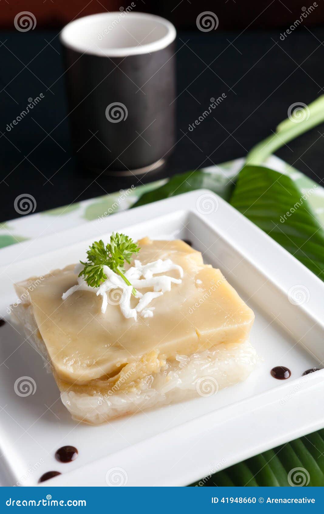 Thai Custard with Sticky Rice Stock Photo - Image of milk, coconut ...