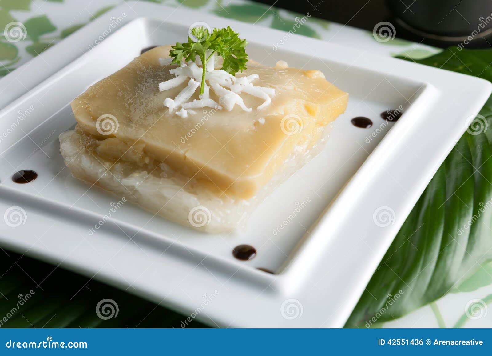Thai Custard with Sticky Rice Stock Photo - Image of tropical, fresh ...