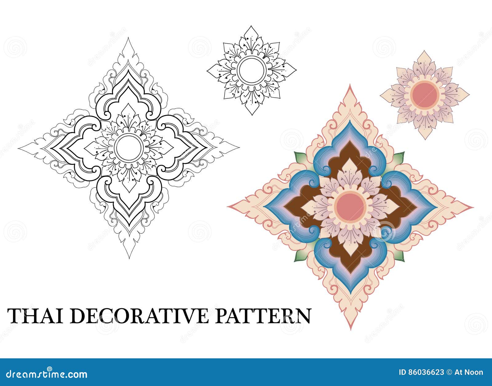 Thai decorative pattern stock vector. Illustration of asia - 86036623