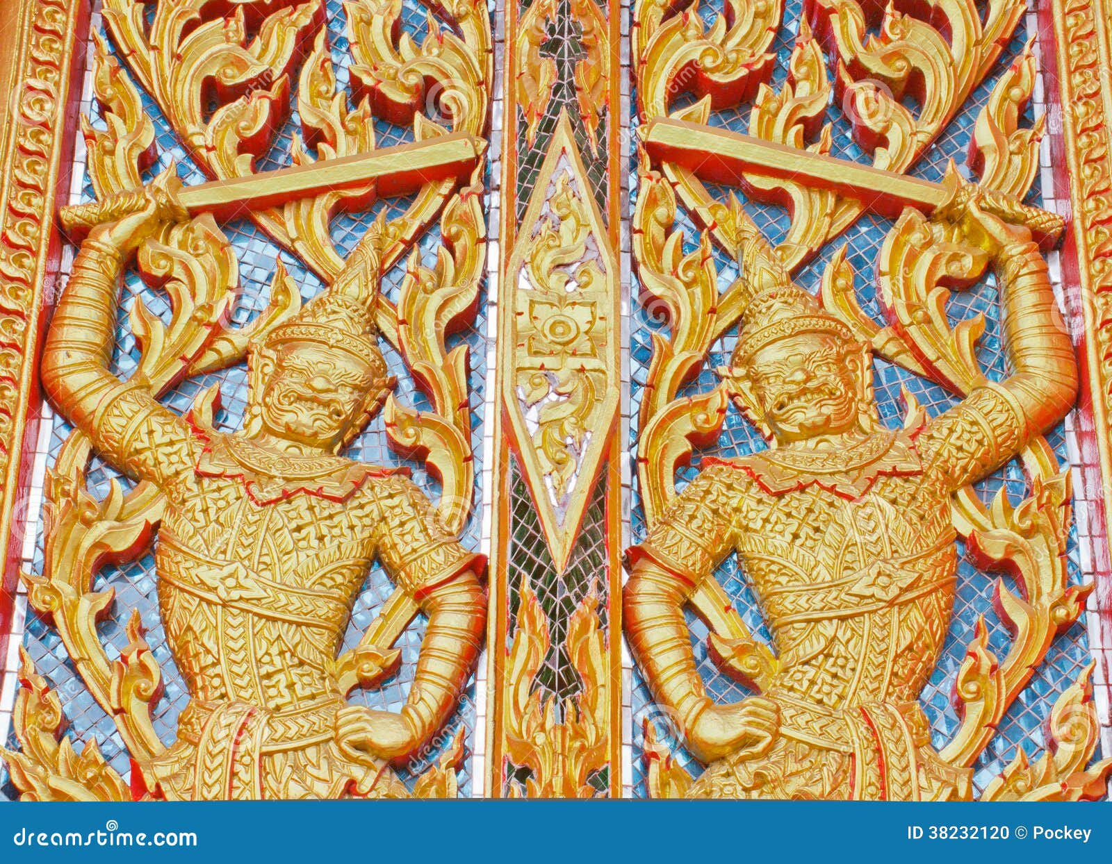 Thai demon fitting at door stock photo. Image of figure - 38232120