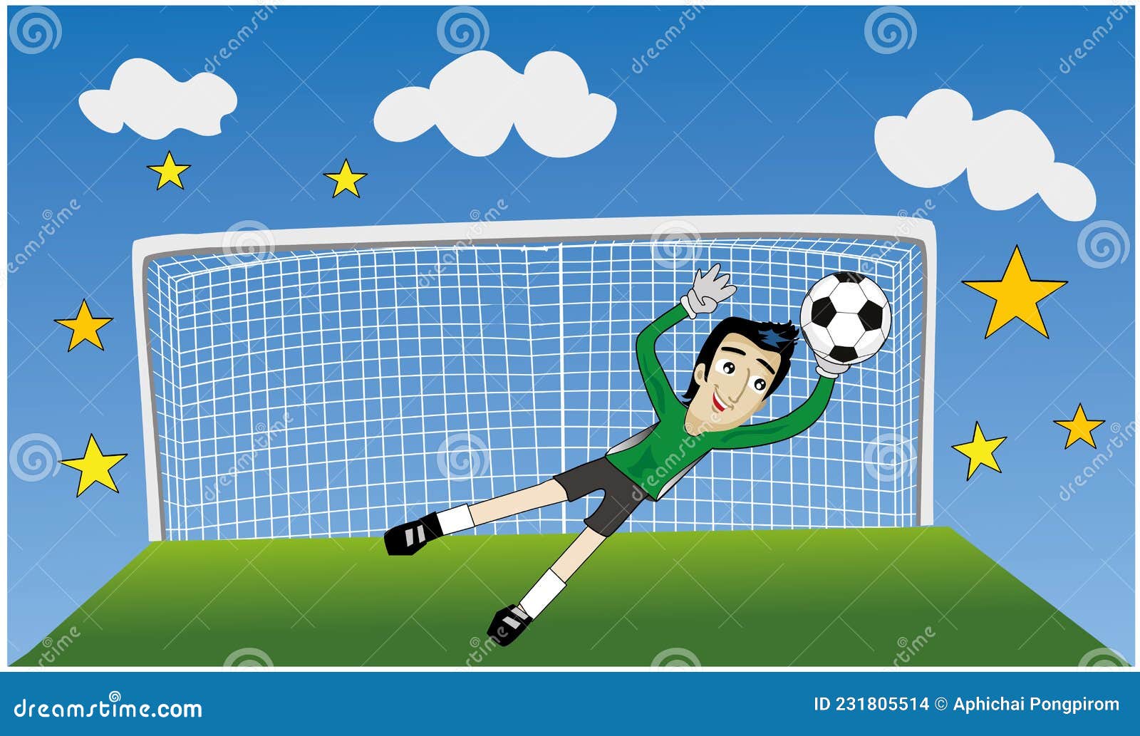 Illustration Vector Goalkeeper Receiving the Ball on the Field Suitable ...