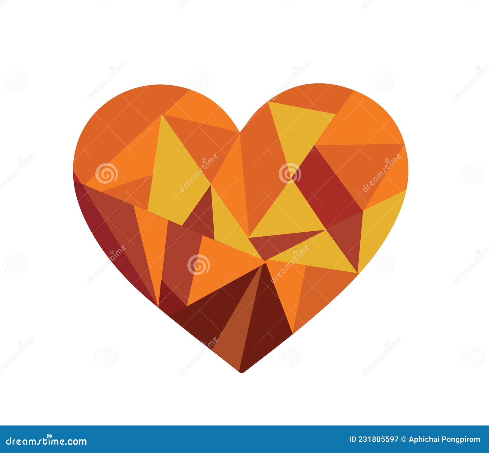 Illustration, Vector, Poly Heart Shape for Your Design. on a White ...