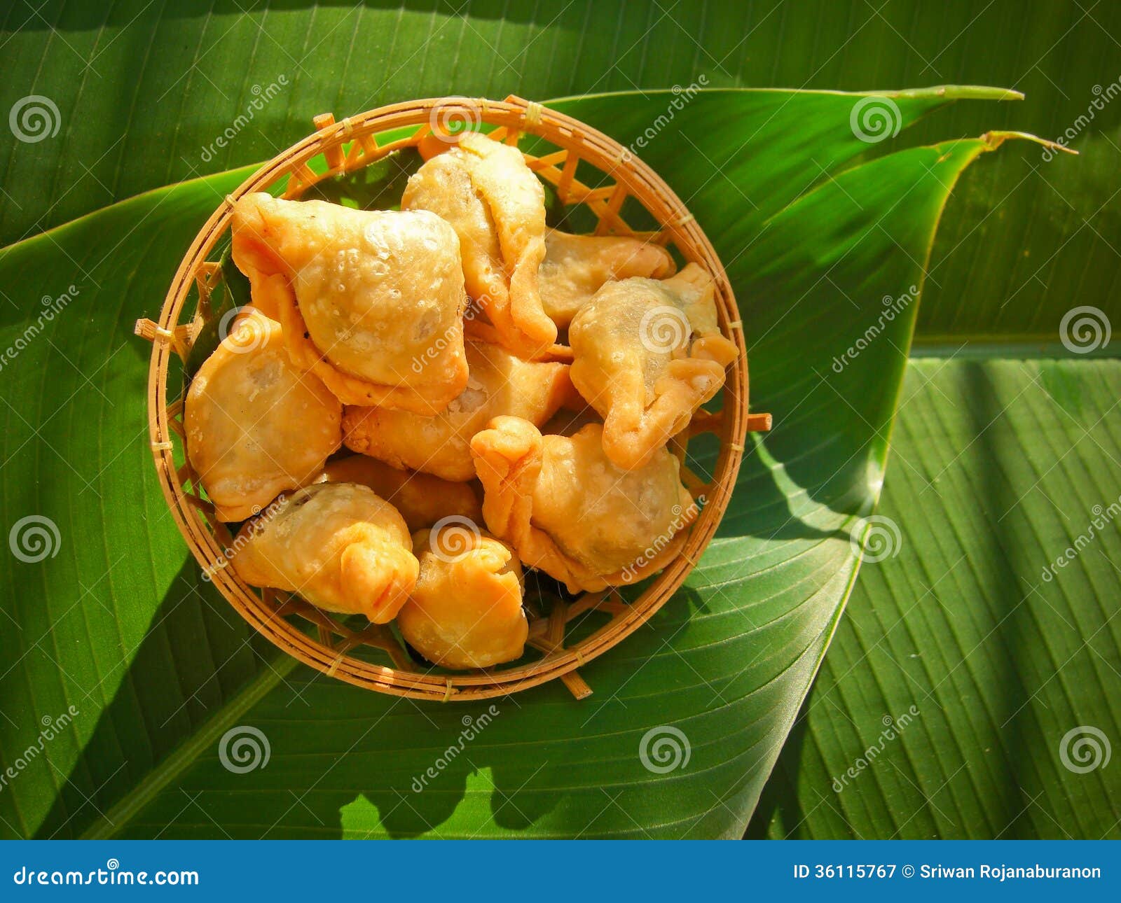 Thai Dessert Called Pan-klib or Fried Flour Stuffed with Fish Stock ...