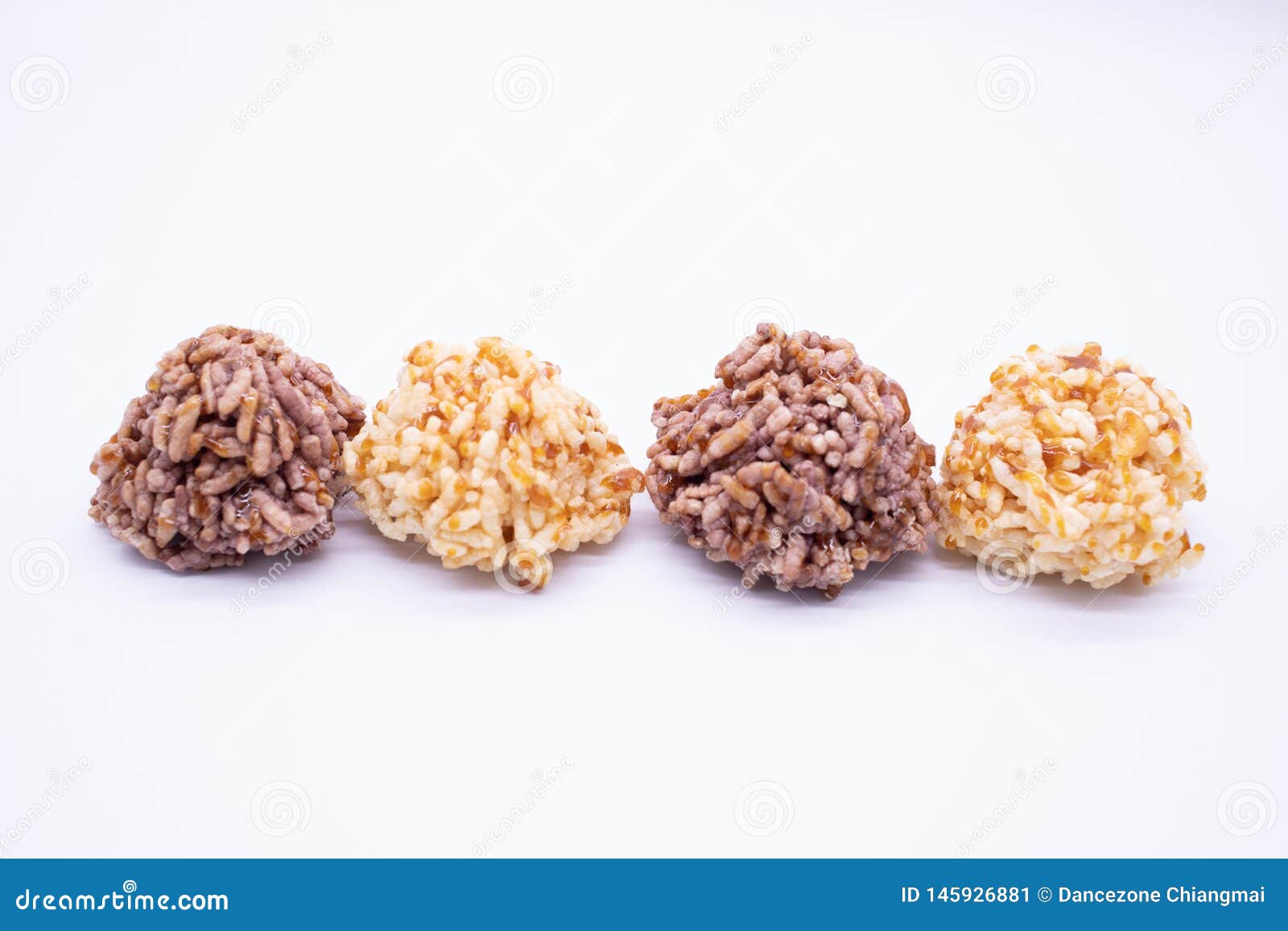 Thai Dessert Crispy Rice on White Background Stock Image - Image of ...