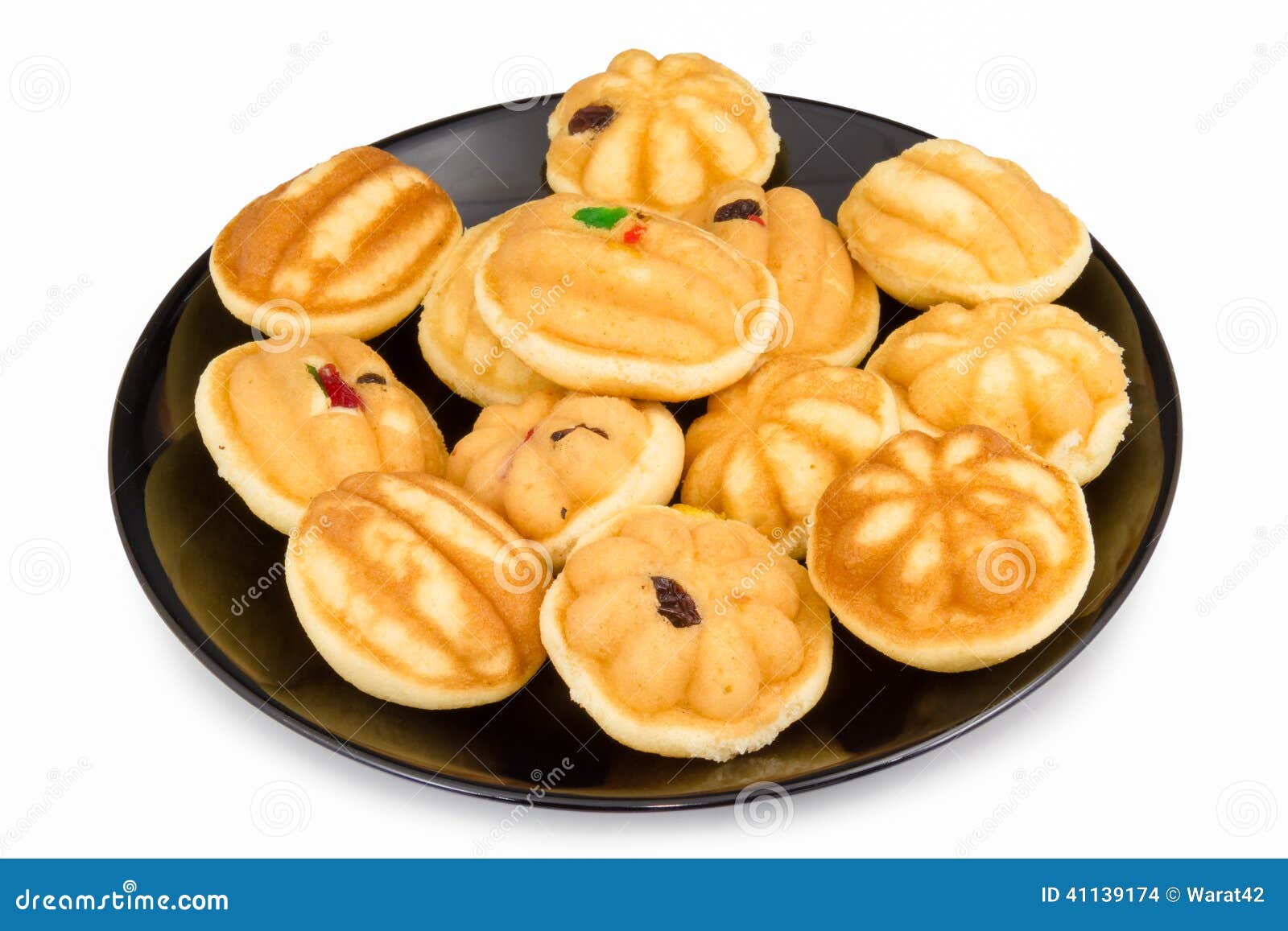 Thai Dessert. Egg Cake Raisin on the Dish Stock Photo - Image of raisin ...