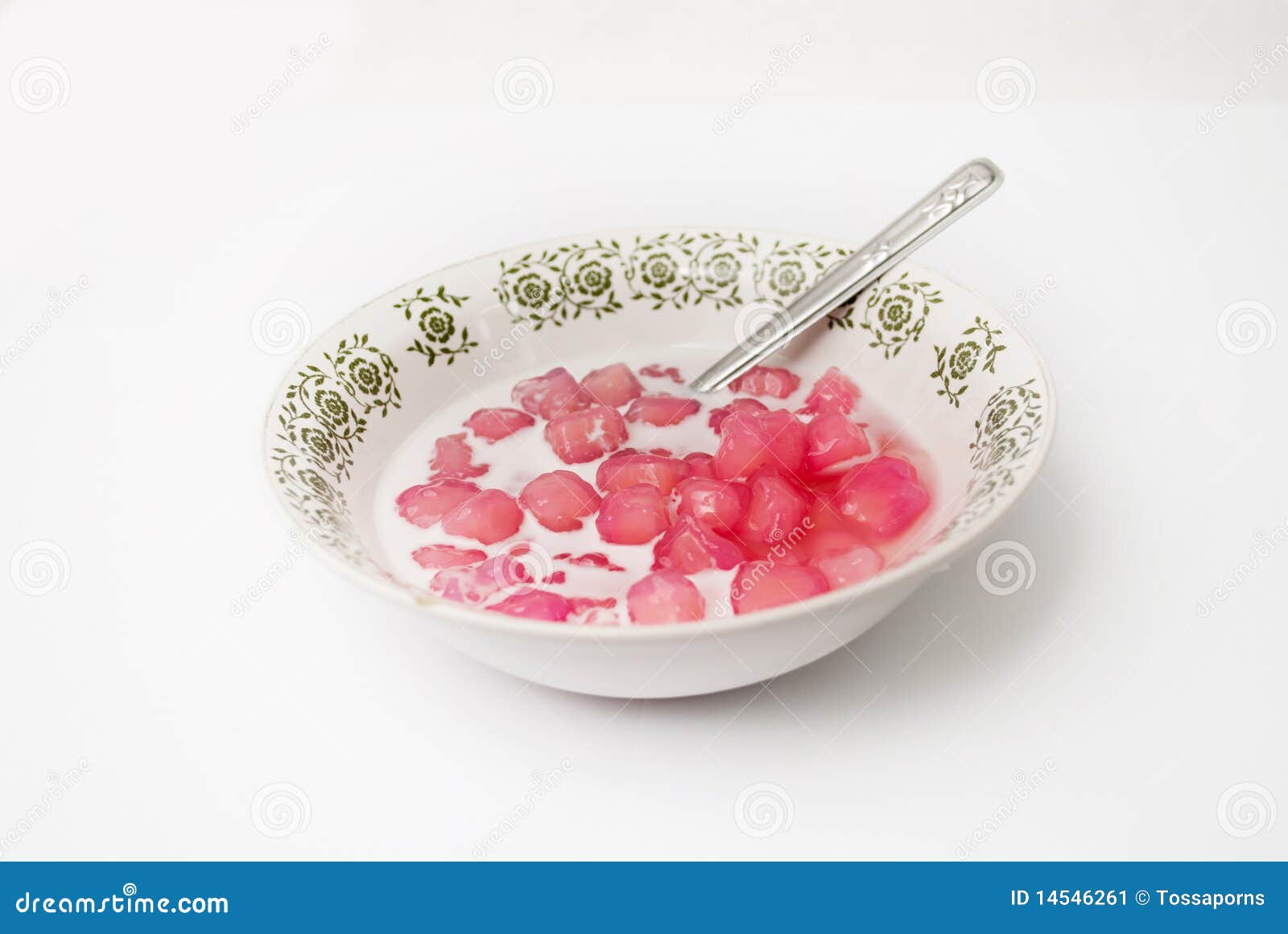 Thai Dessert - Red Rubies with Coconut Milk Stock Image - Image of ...