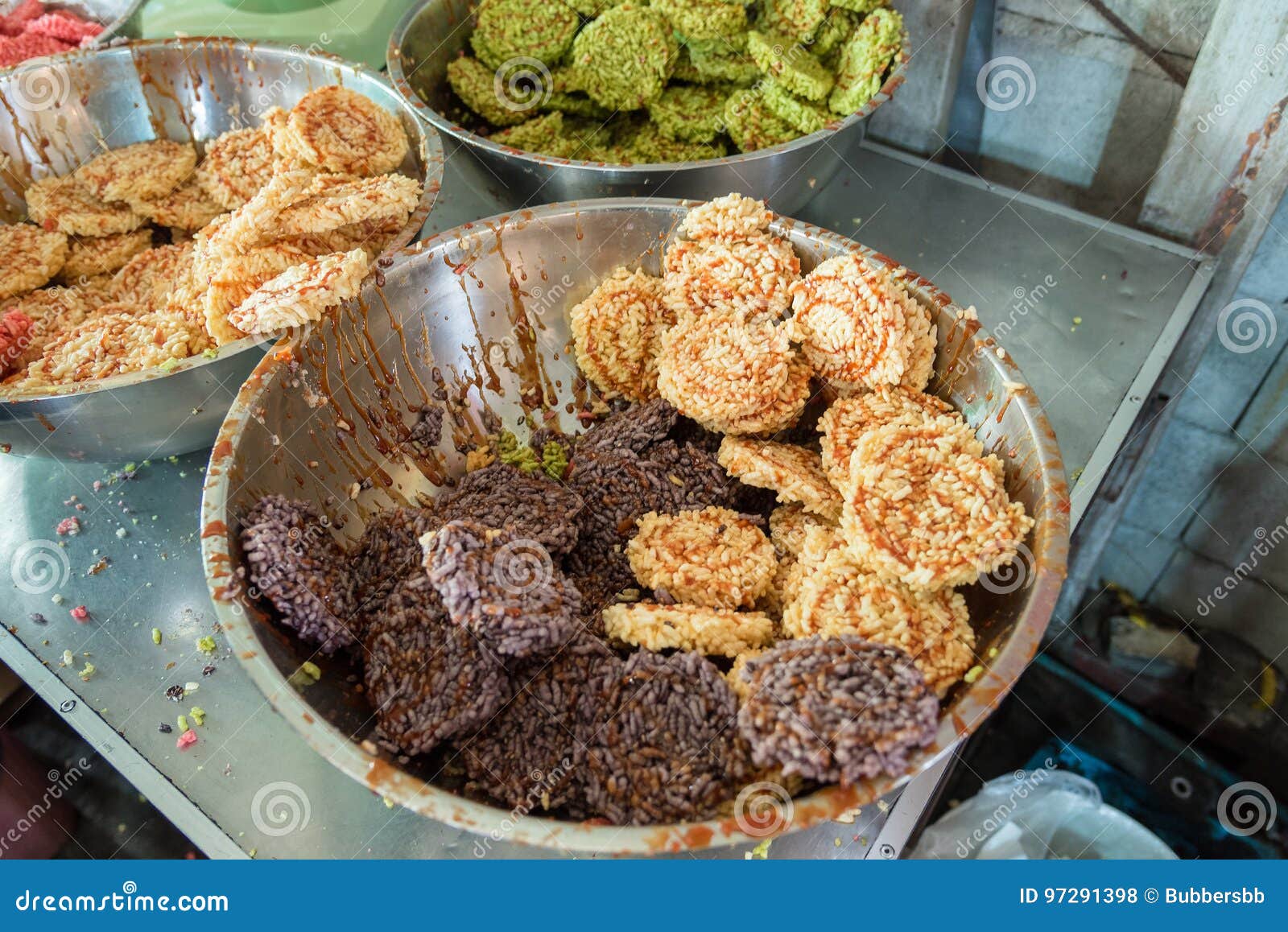Thai Dessert Rice Cracker or Rice Biscuit Topping with Cane Sugar ...
