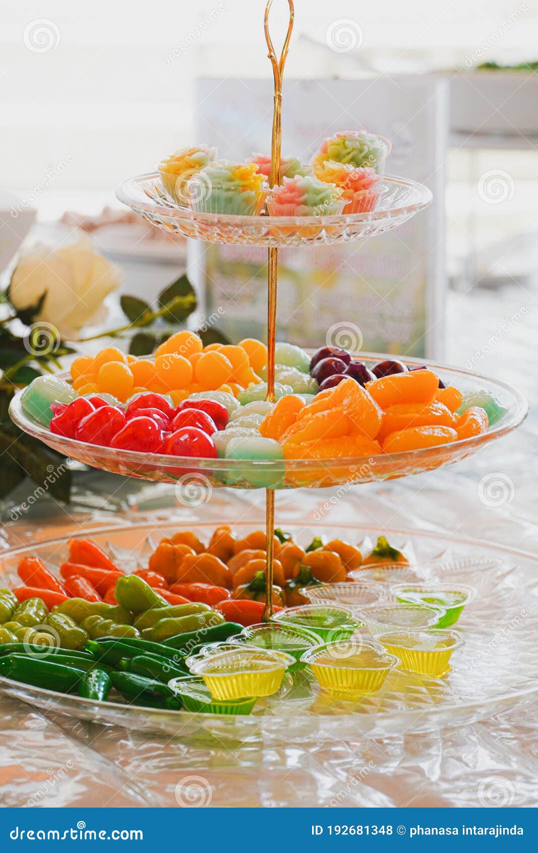 Thai Dessert Set Placed on a Multi Layer Tray. Consisting of Many Kinds ...
