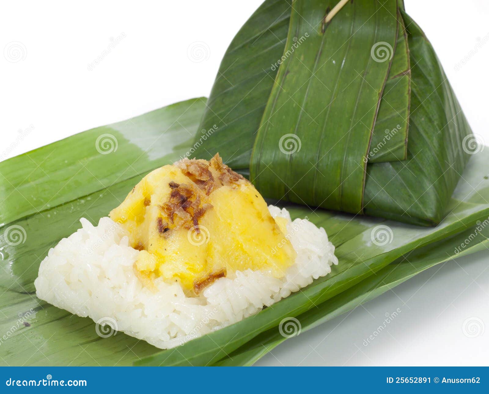 Thai Dessert, Sticky Rice with Steamed Custard Stock Image - Image of ...