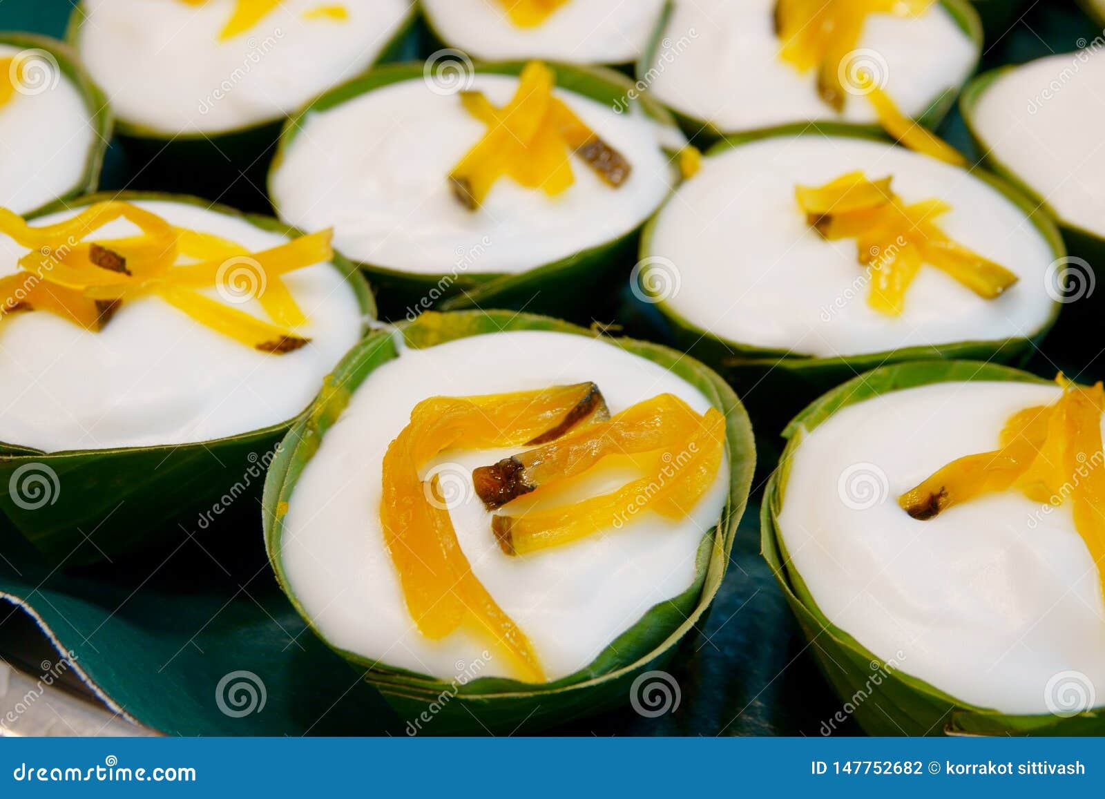 Thai Dessert, Tako, Traditional Thai Pudding with Coconut Topping Stock ...