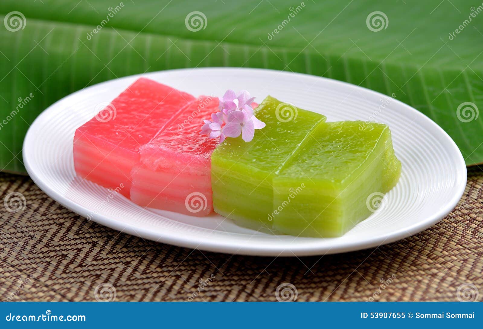 Thai Dessert,thai Layer Cake on White Plate Stock Image - Image of ...