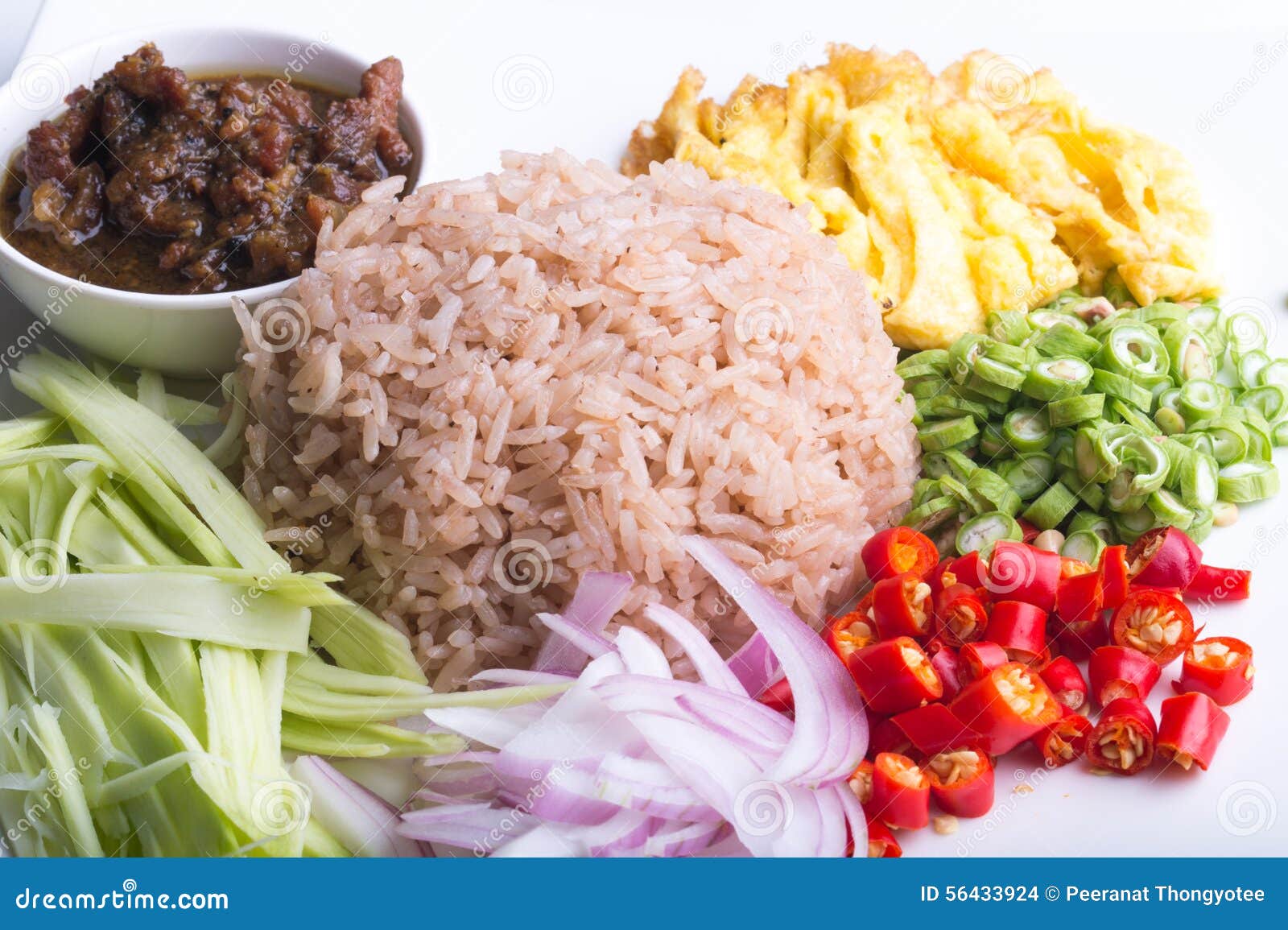 Thai Dish ,Kao Kluk Kapi, Brown/purple Fried Rice Stock Photo - Image ...