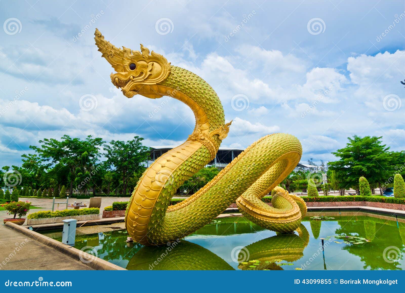 Thai Dragon or King of Naga Statue Stock Image - Image of animal ...